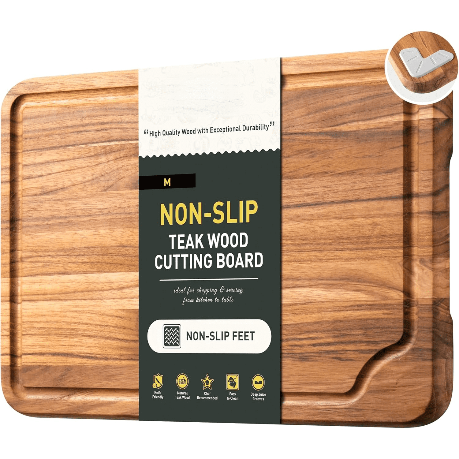 Teak Wood Cutting Board for Kitchen 13inch Charcuterie Board Serving ...