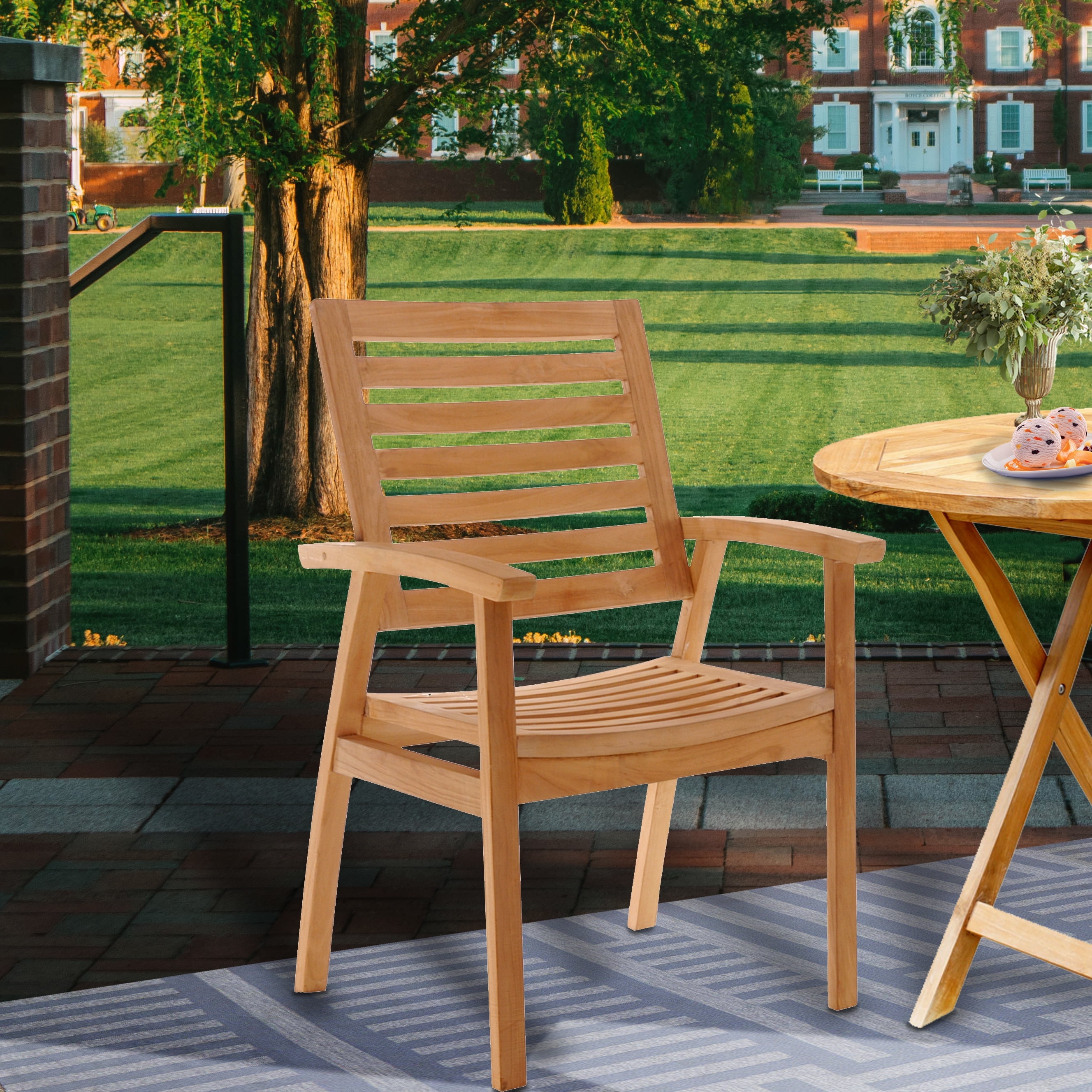 Teak Wood Kasandra Outdoor Patio Dining Arm Chair, A-Grade Teak Wood ...