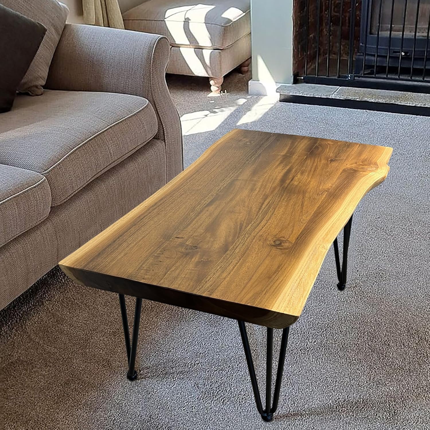 Teak Wood Live Edge End Table 27.8" x 19.8" x 20" H Rectangle Rustic ...