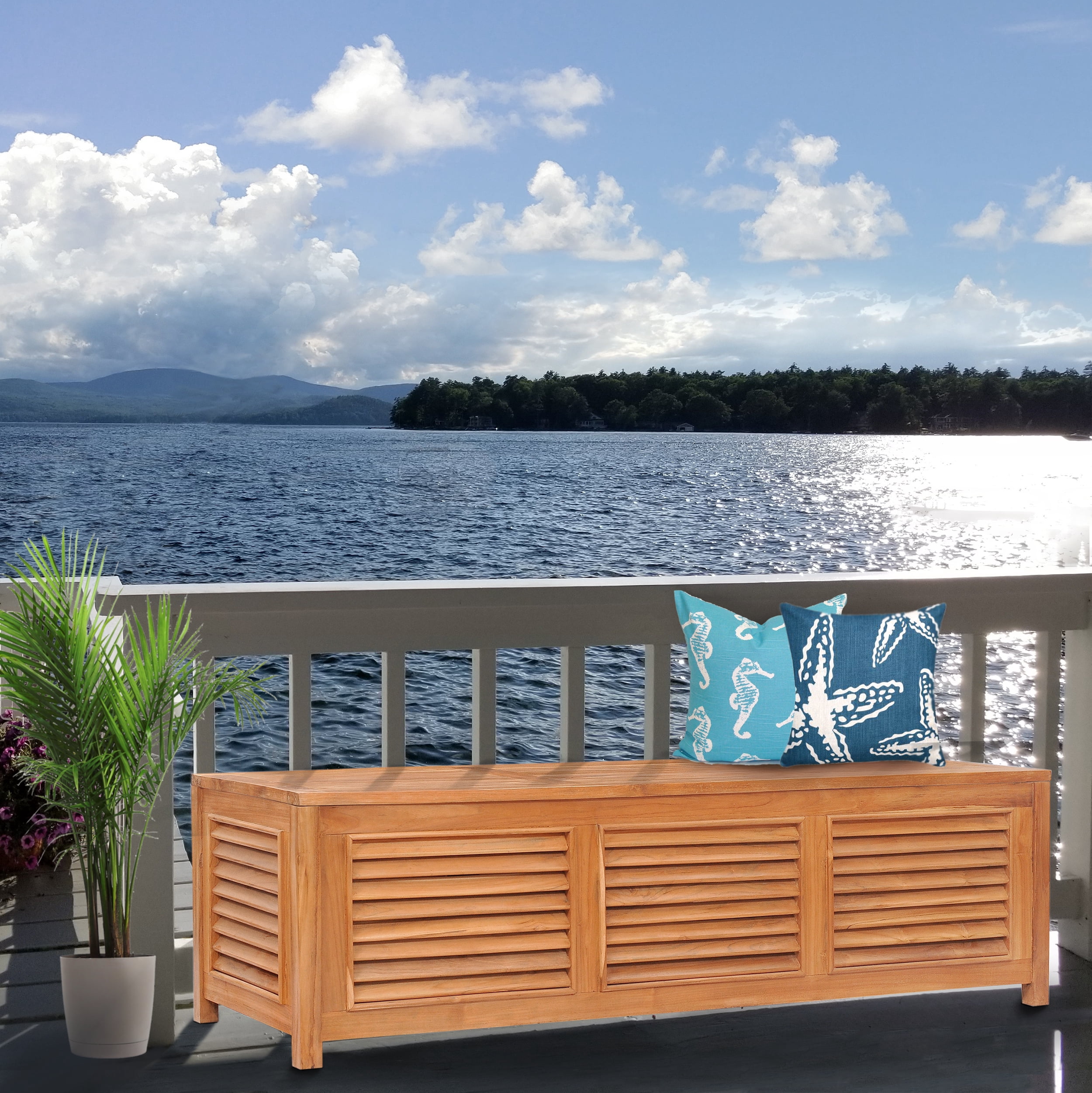 Teak Wood Manhattan Pool and Deck Storage Box - Walmart.com