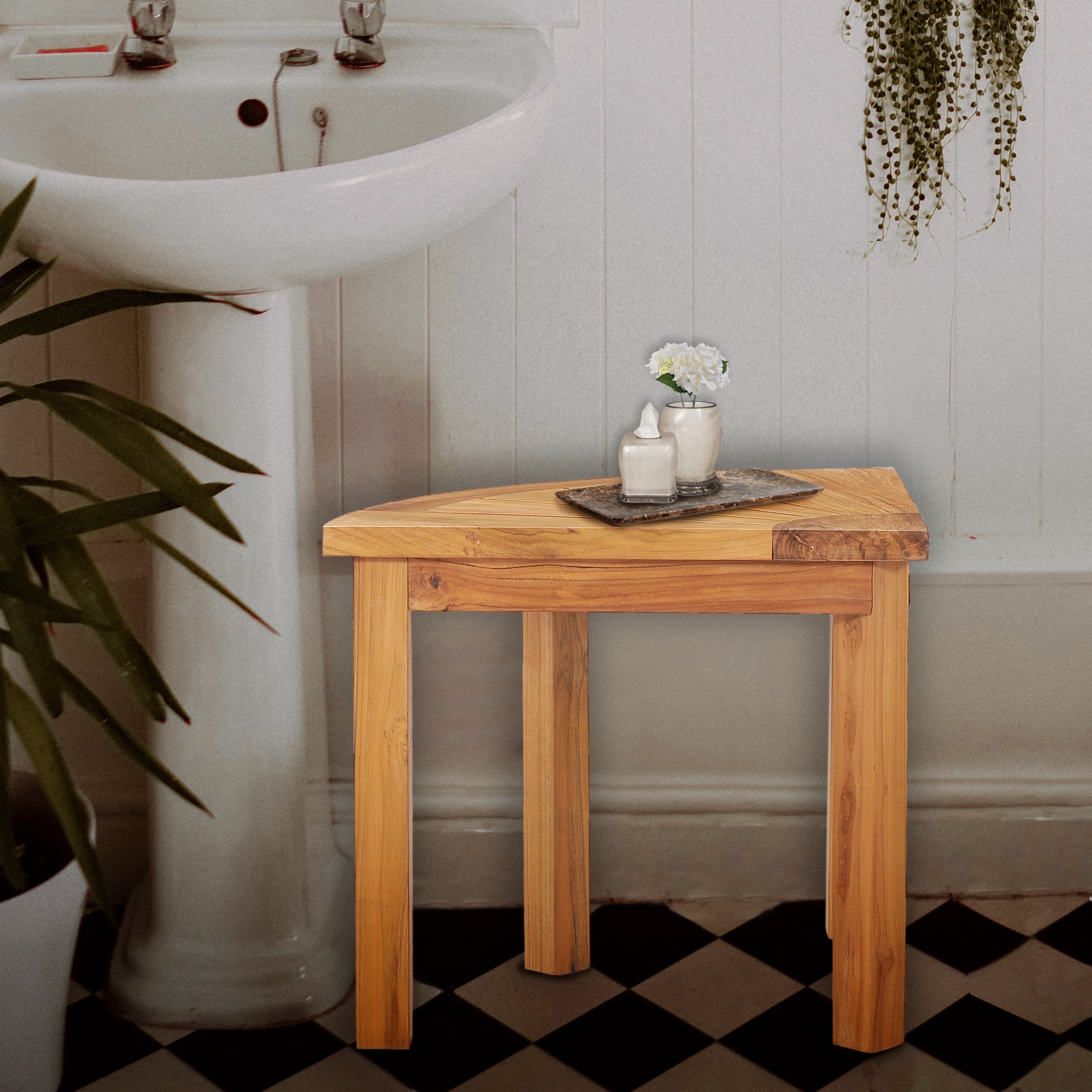 Teak Wood Miami Shower Stool or Patio Stool, Solid A-Grade Teak Wood ...