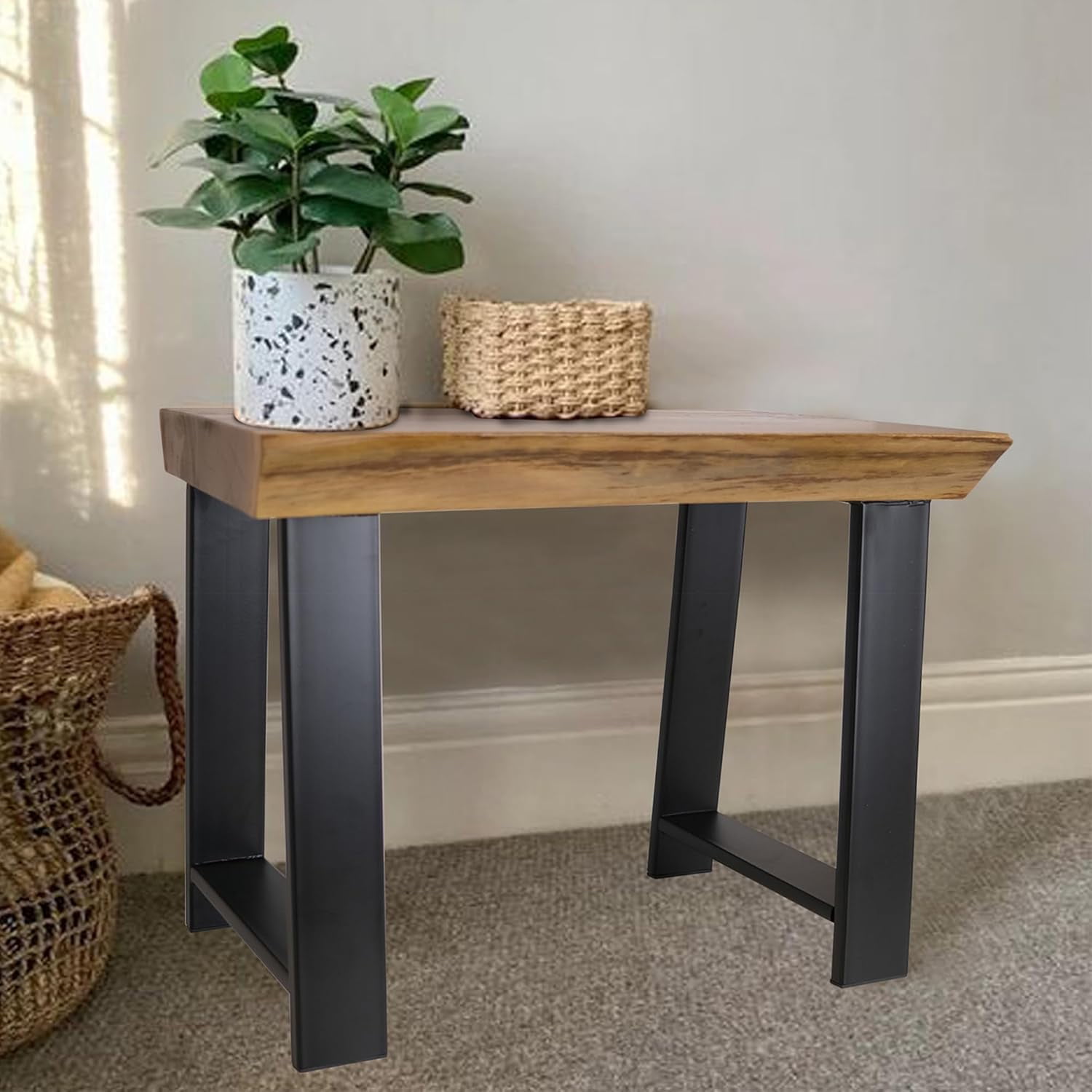 Teak Wood Rectangle 19"x13"x18" H Rustic Wooden Farmhouse Entryway ...