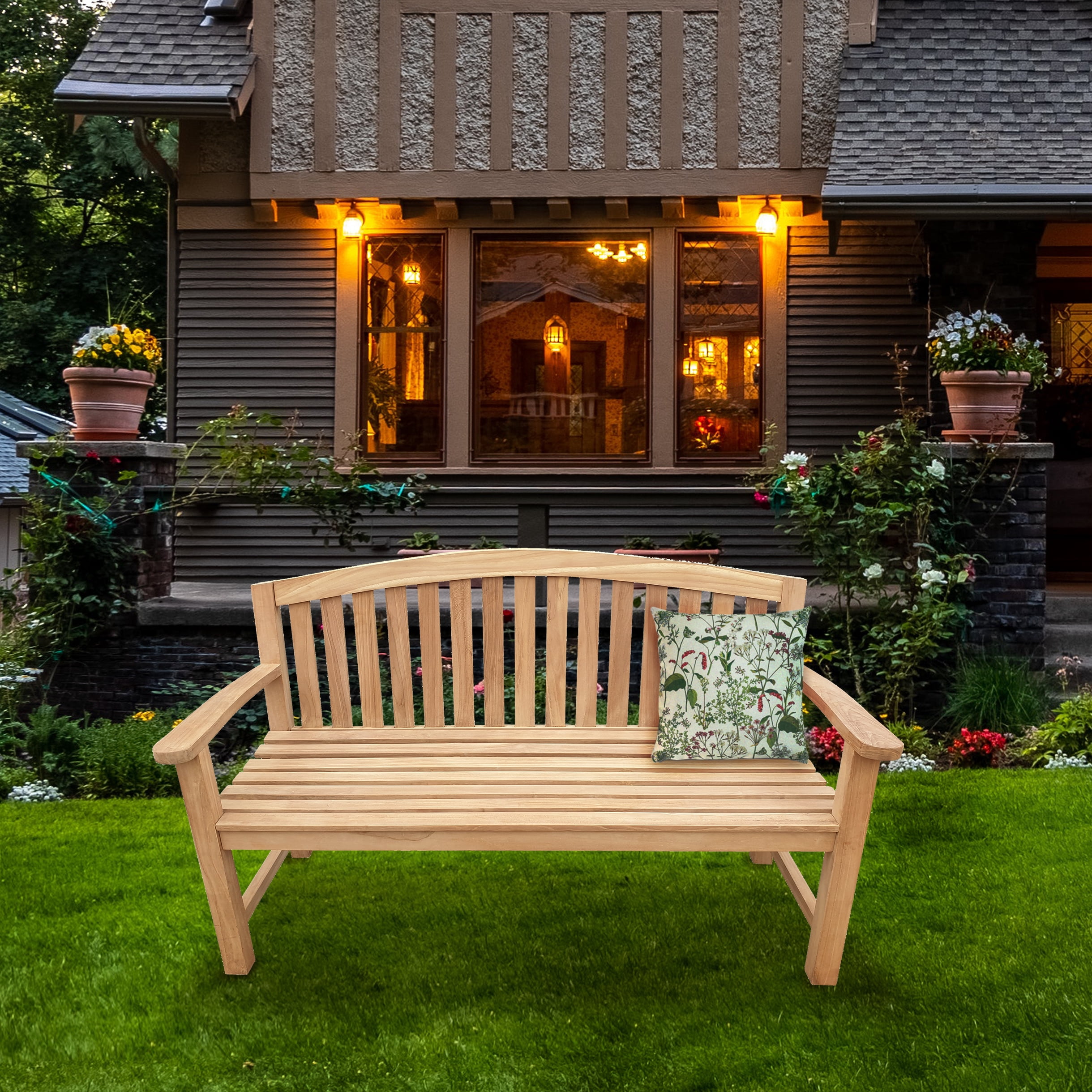 Teak Wood San Jose Outdoor Patio Bench, 5 Foot - Walmart.com