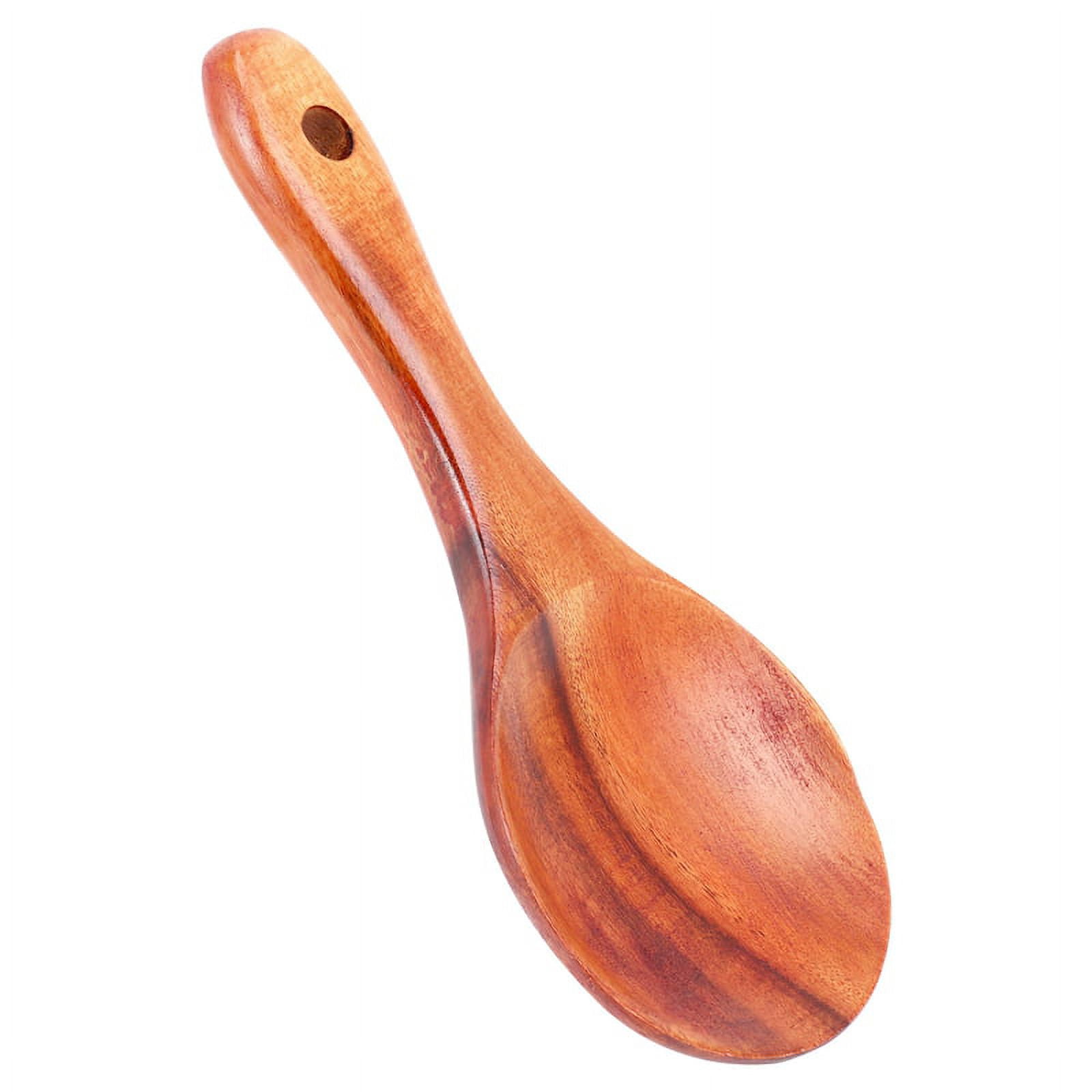Teak Wood Spoon Natural Solid Wood Rice Spoon Wooden Rice Paddle ...