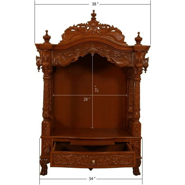 Teak Wood Temple for Home Wooden Temple Handcrafted Temple Pooja Mandir ...