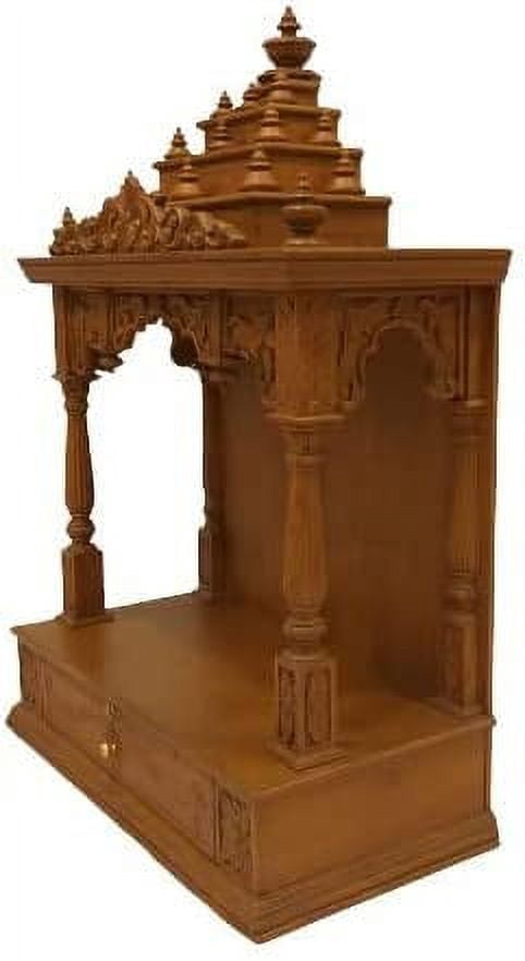 Teak Wood Handcrafted Pooja Mandir for Home, Traditional Handmade Hindu ...