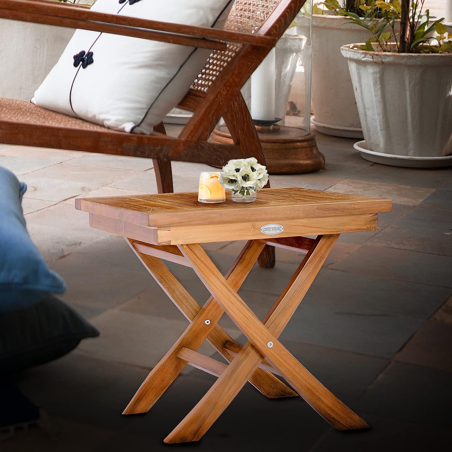 Teak Wood Titanic Folding Outdoor Side Table, Made from Solid A-Grade ...