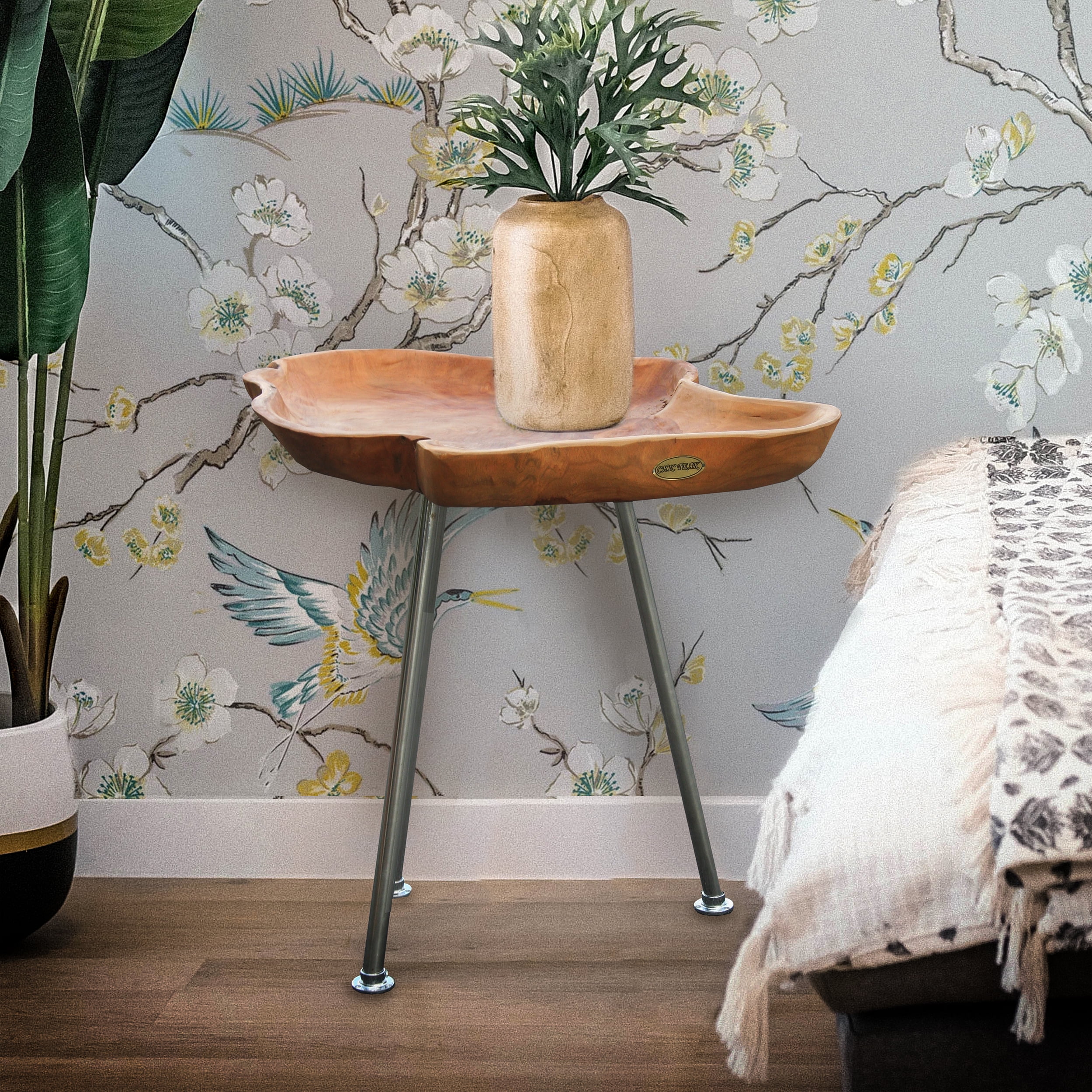 Teak Wood Tray Style Side Table - Walmart.com