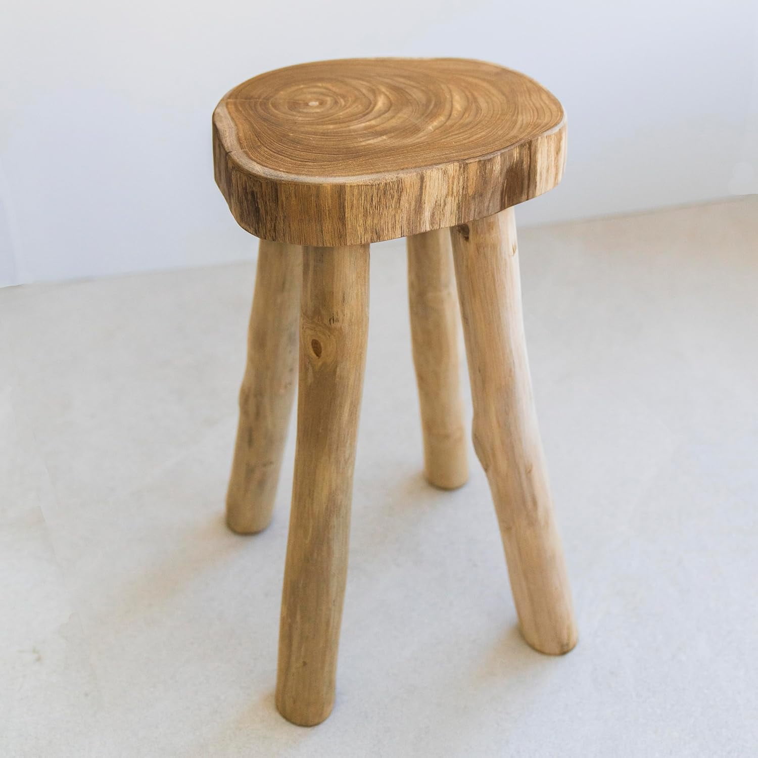 Teak Wooden Stool Side Table，Small Nightstand for Small Spaces，Handmade ...