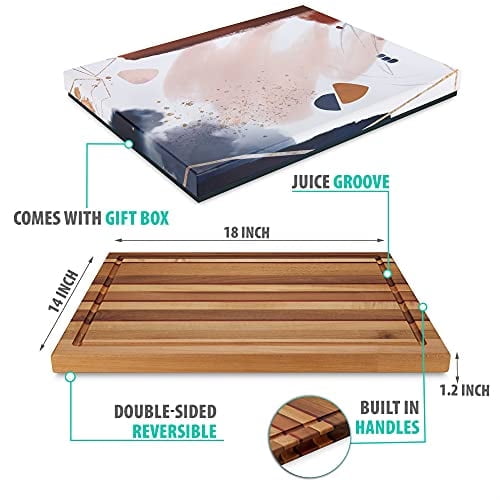 TeakCraft Large Wood Cutting Board with Juice Grove, Chopping Board ...