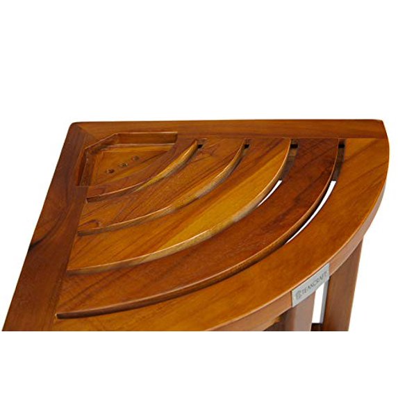 TeakCraft Teak Corner Bench with Shelf and Basket, Fully Assembled, 16 ...