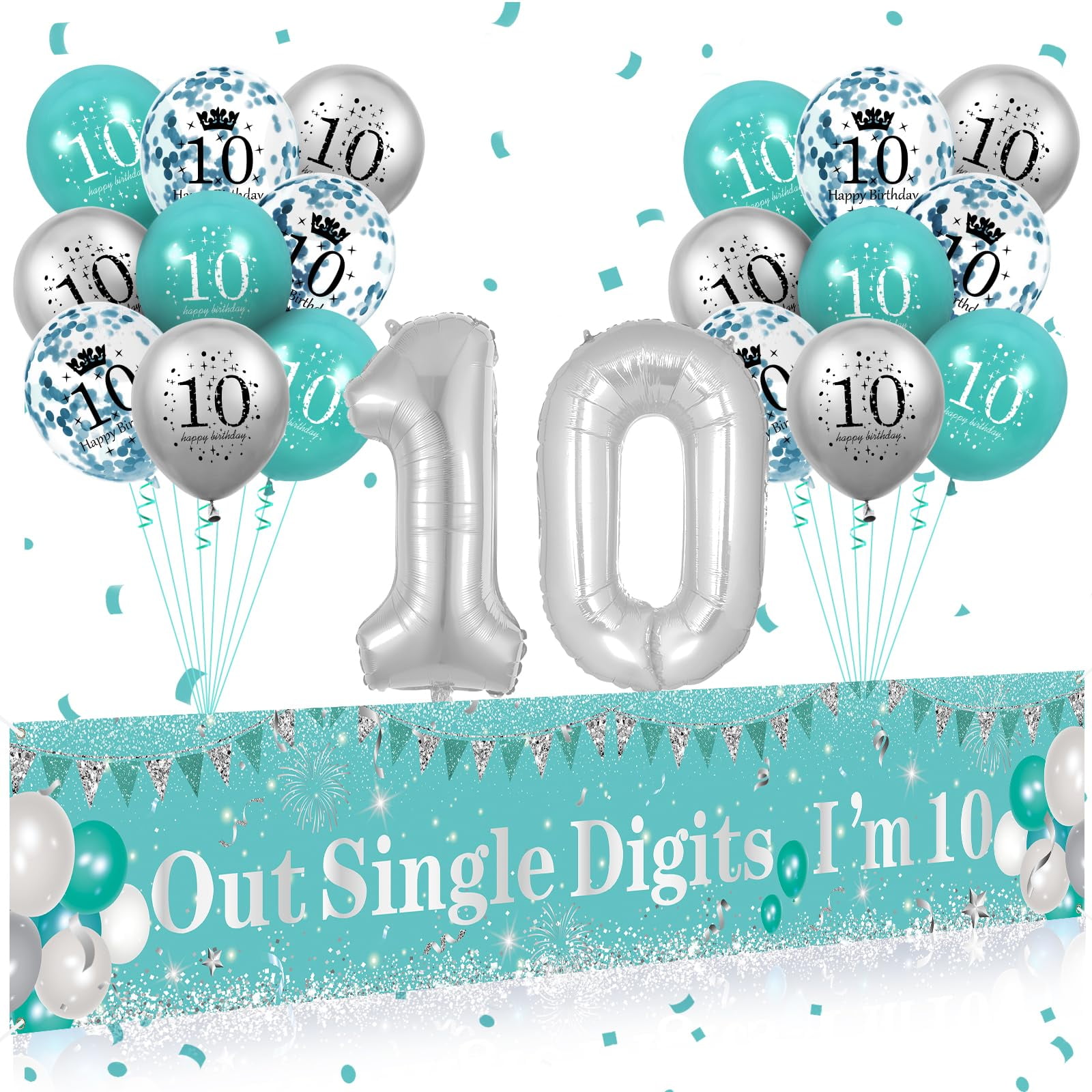 Teal 10th Birthday Decorations for Boys ZLK1 Girls, Peace Out Single ...