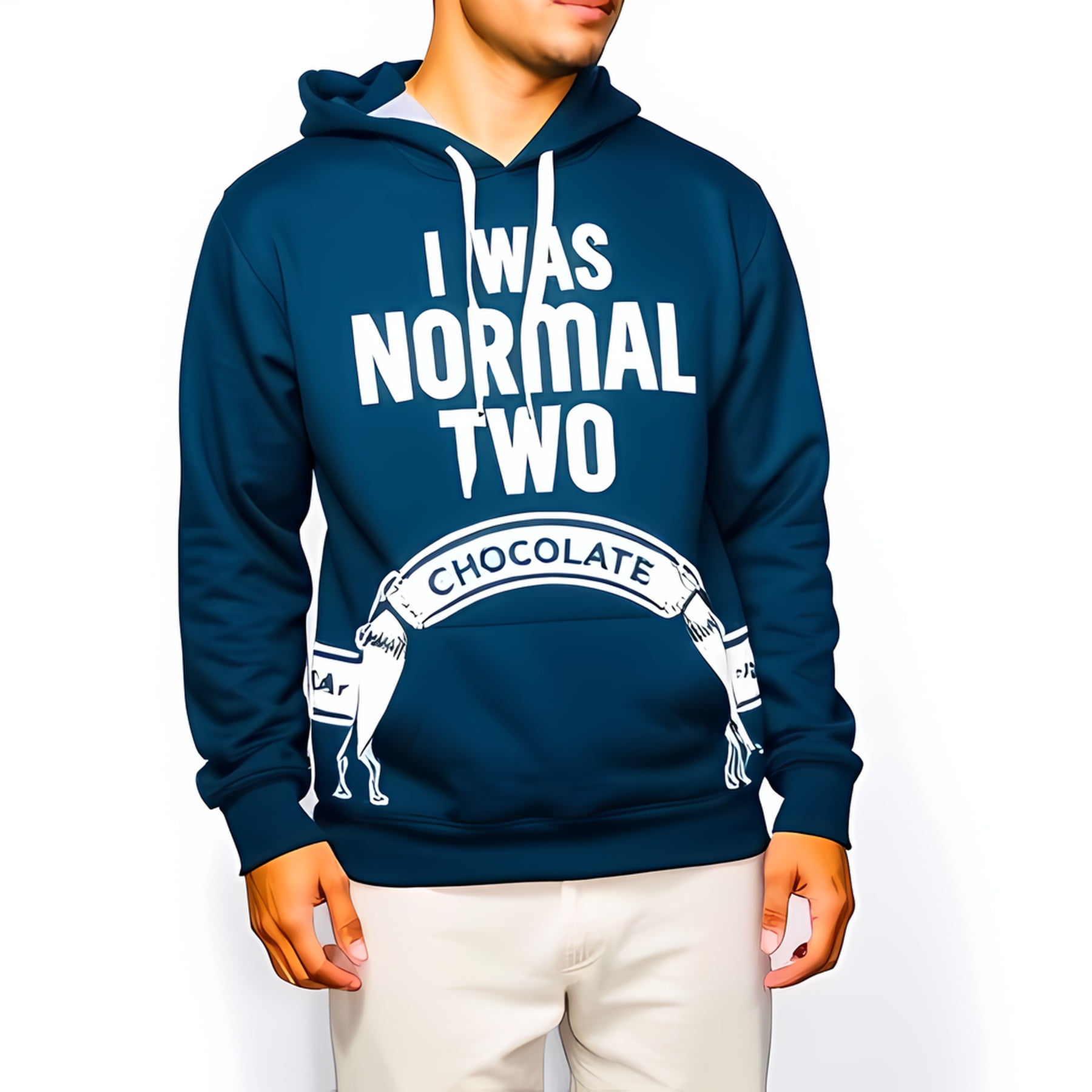 Teal 3D Hoodie with Bold Graphic "I WAS NORMAL TWO" & Whimsical ...
