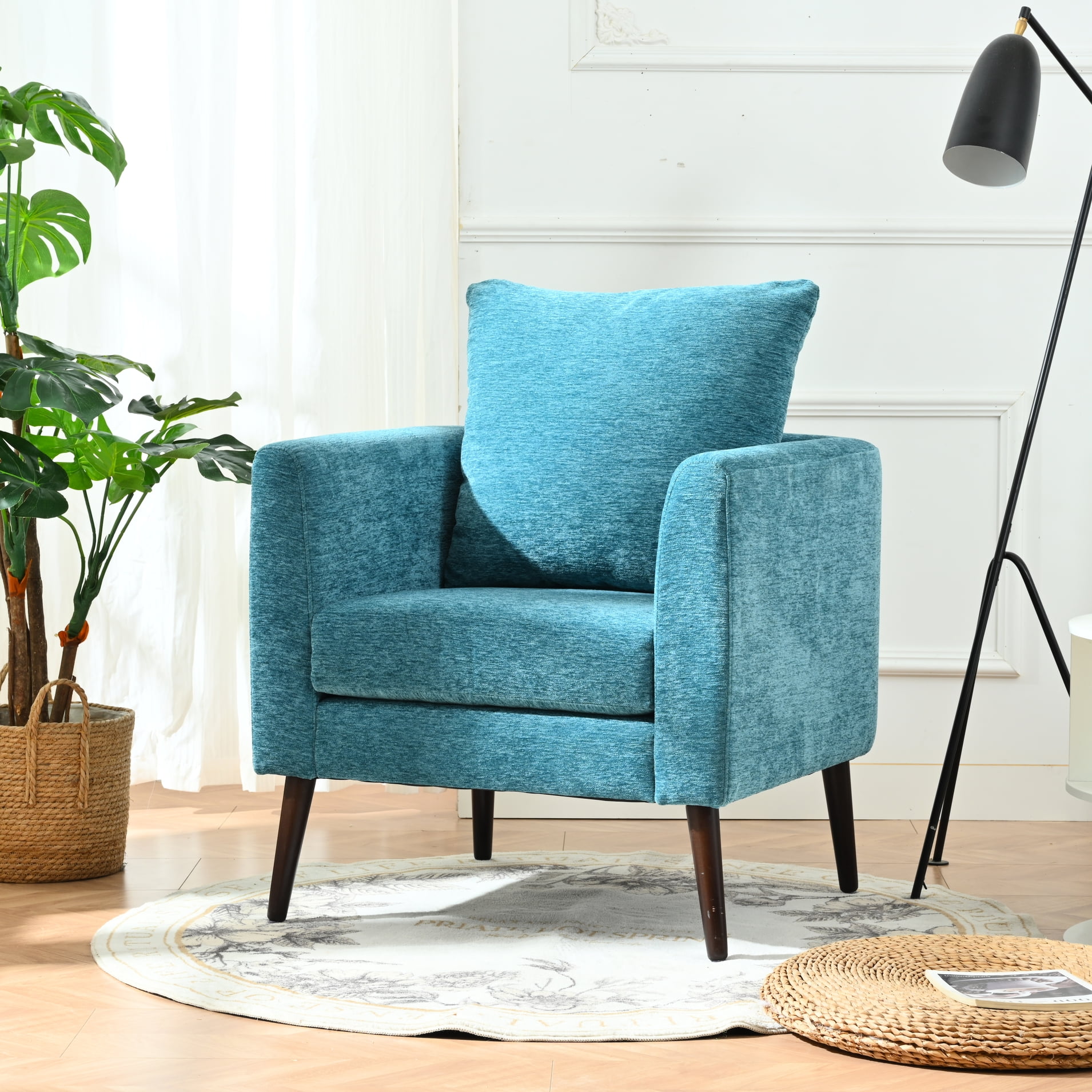 Teal Accent Chair For Office Use - Professional Look Fabric Armchair ...
