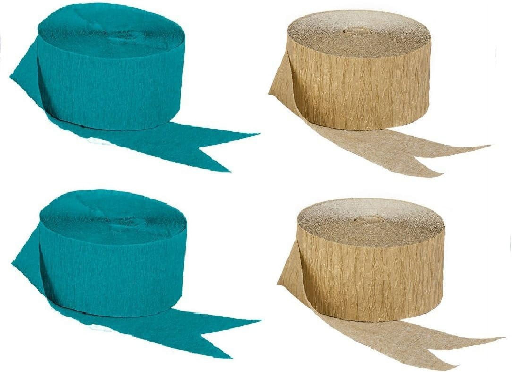 Teal And Dark Metallic Gold Crepe Paper Streamers (2 Rolls Each Color ...