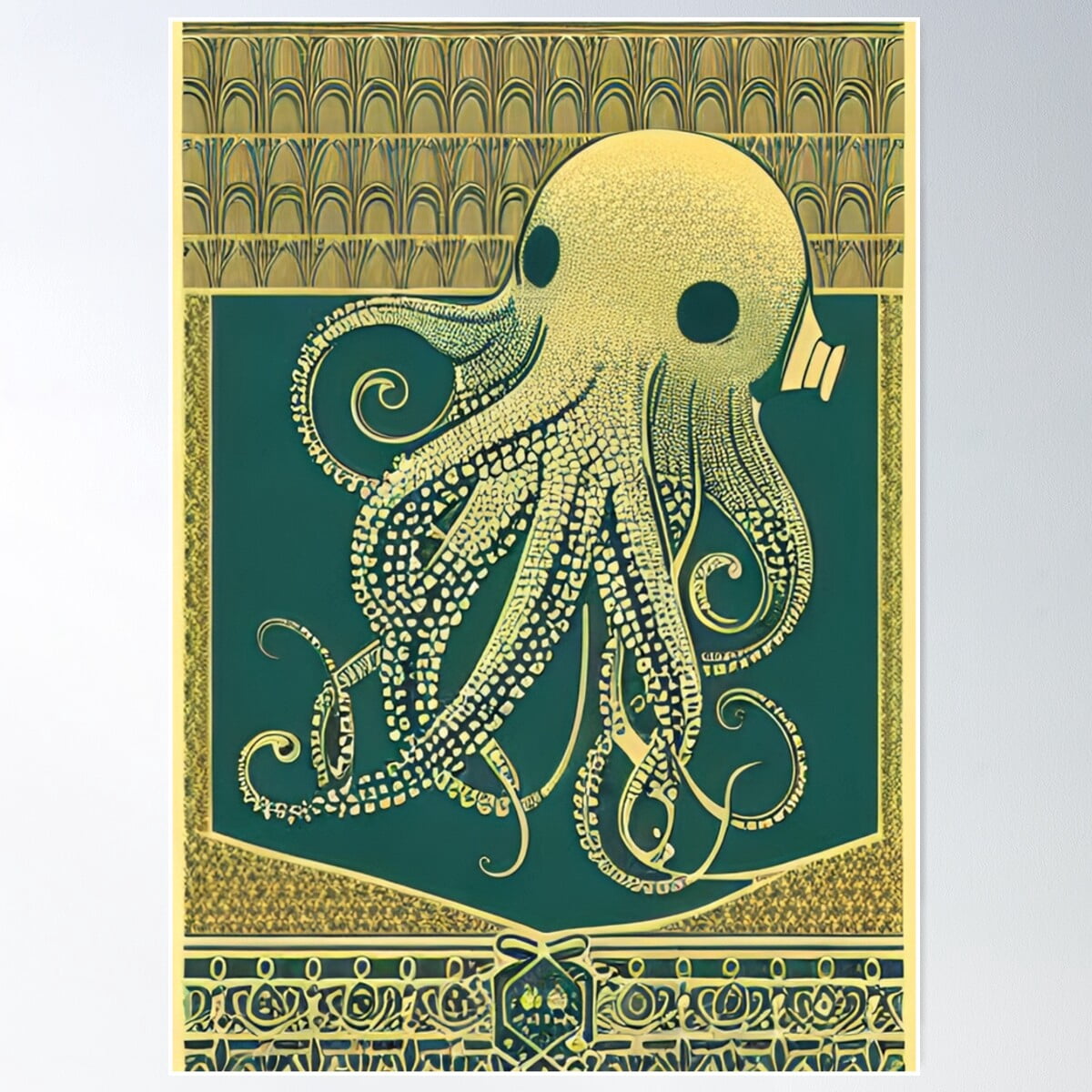 Teal And Gold Octopus By Callisc Arts Poster Wall Art, Modern Wall ...