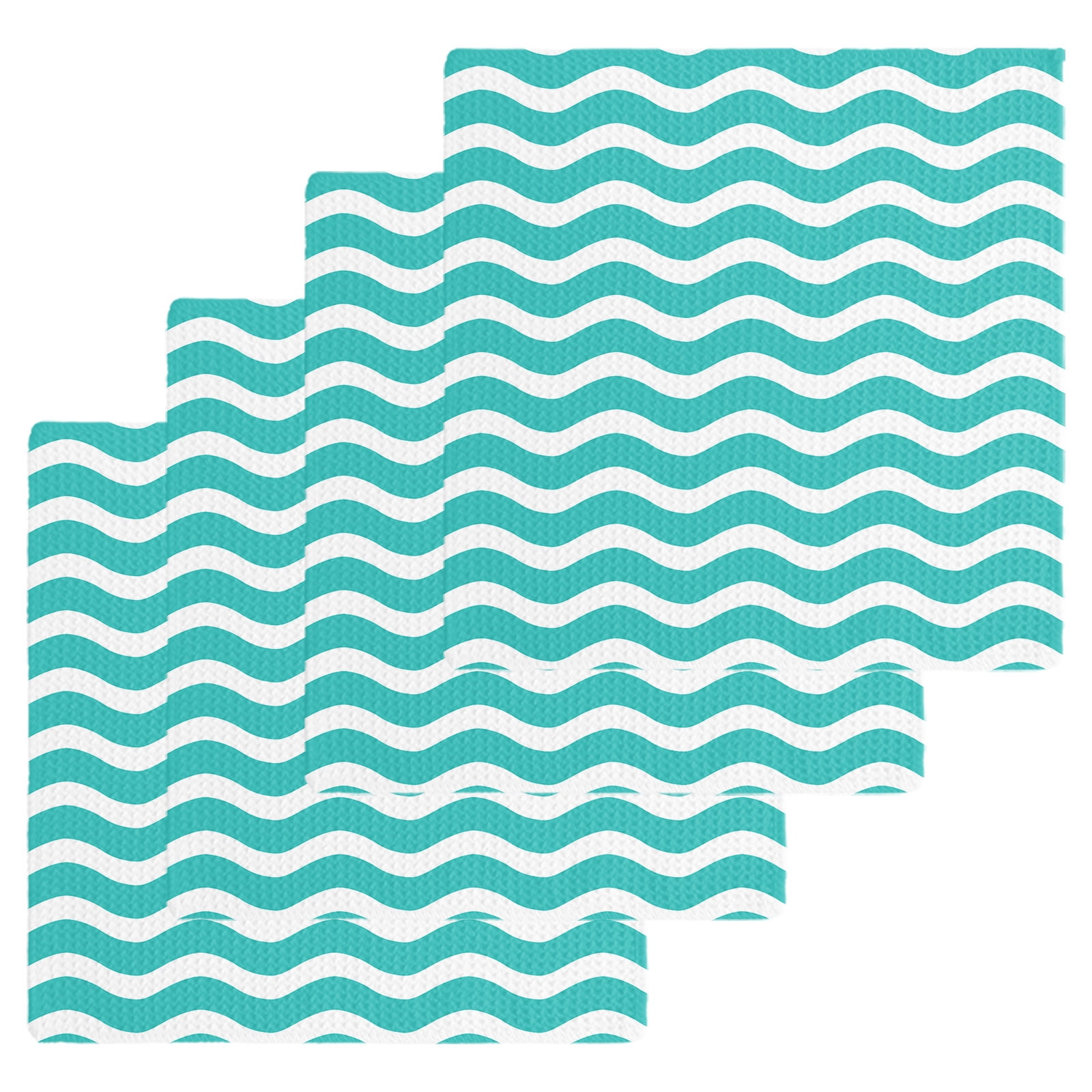 Teal Aqua Moire Ombre Kitchen Dish Towels for Drying Dishes Set of 4 ...