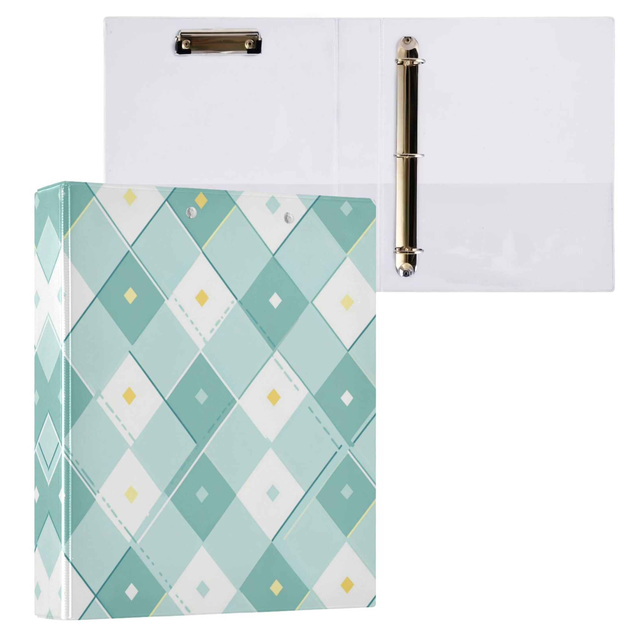 Teal Argyle Pattern 3 Ring Hardcover Binders 1.5in Round Rings for ...