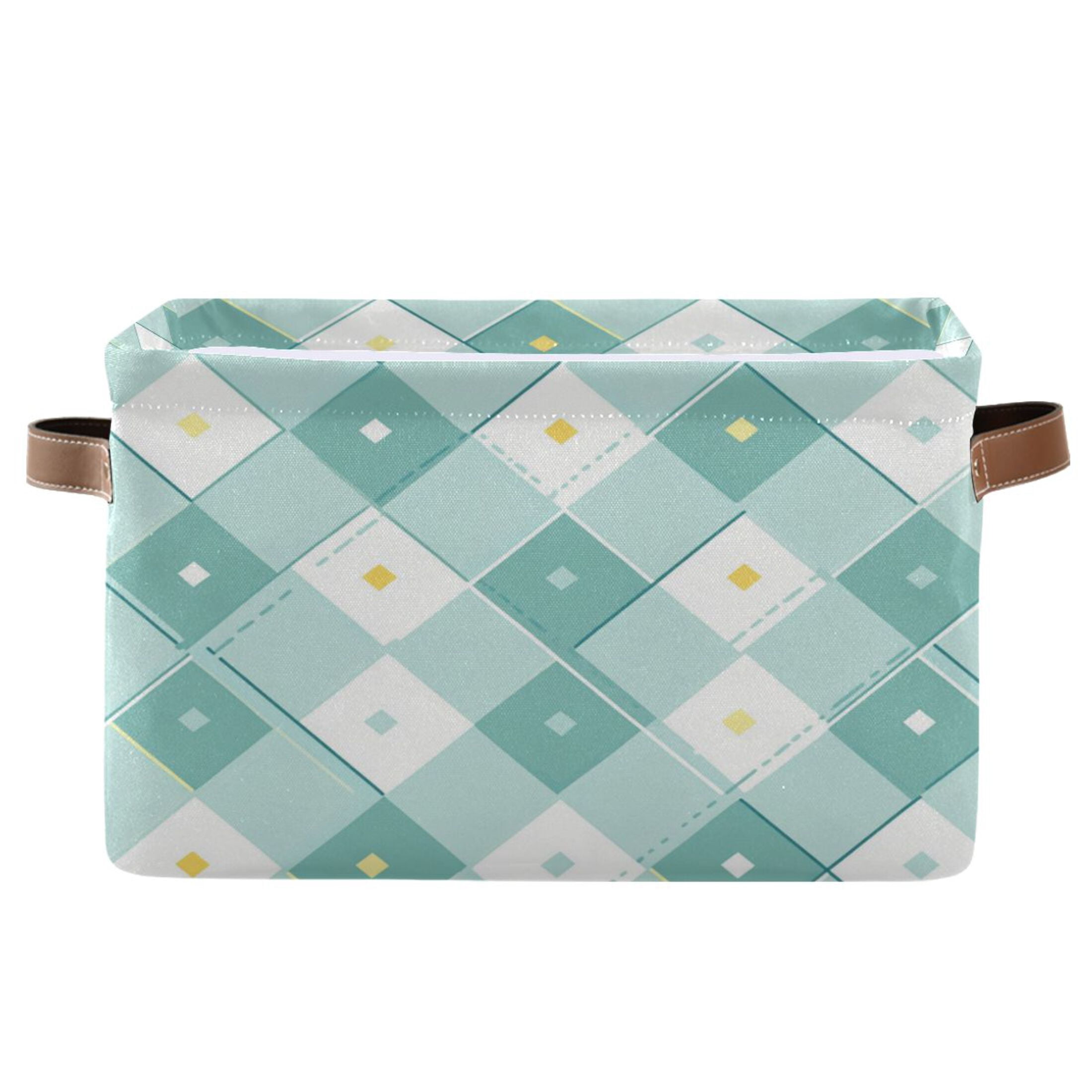 Teal Argyle Pattern Foldable Storage Basket,Canvas Fabric Foldable ...