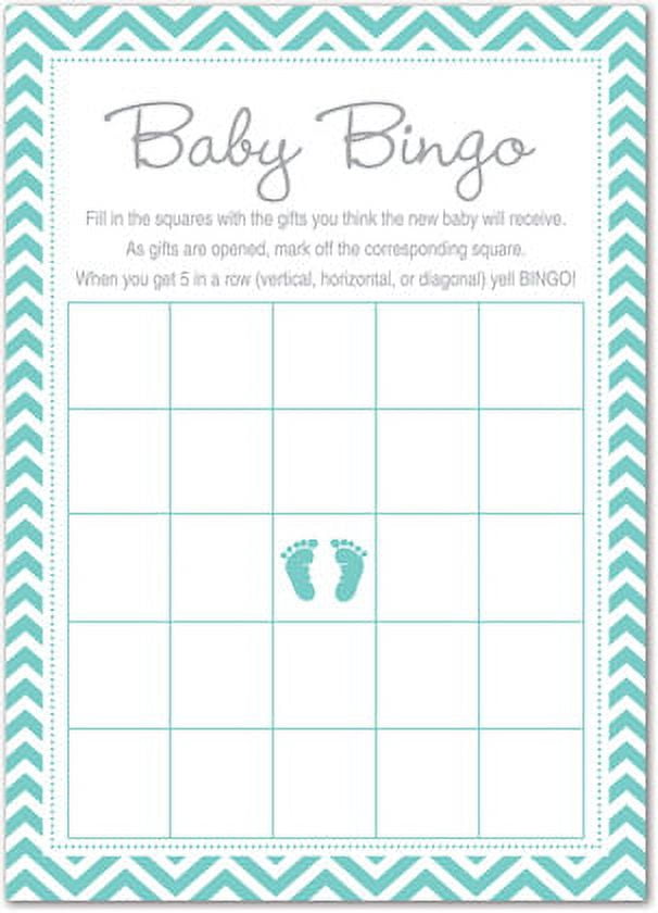 Teal Baby Feet Baby Shower Game - Bingo Cards - 24 count - Walmart.com