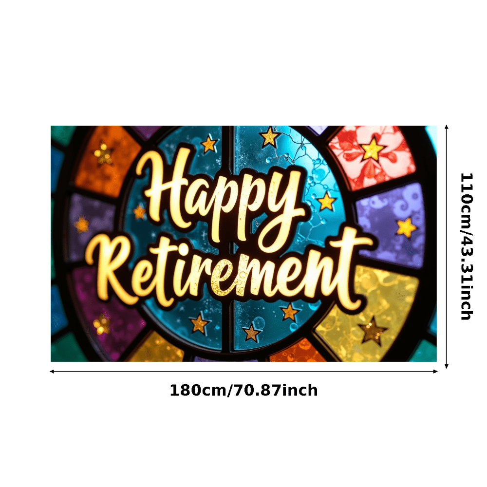 Teal Backdrop Banner with Orange Balloons and Golden Scrolls Happy ...