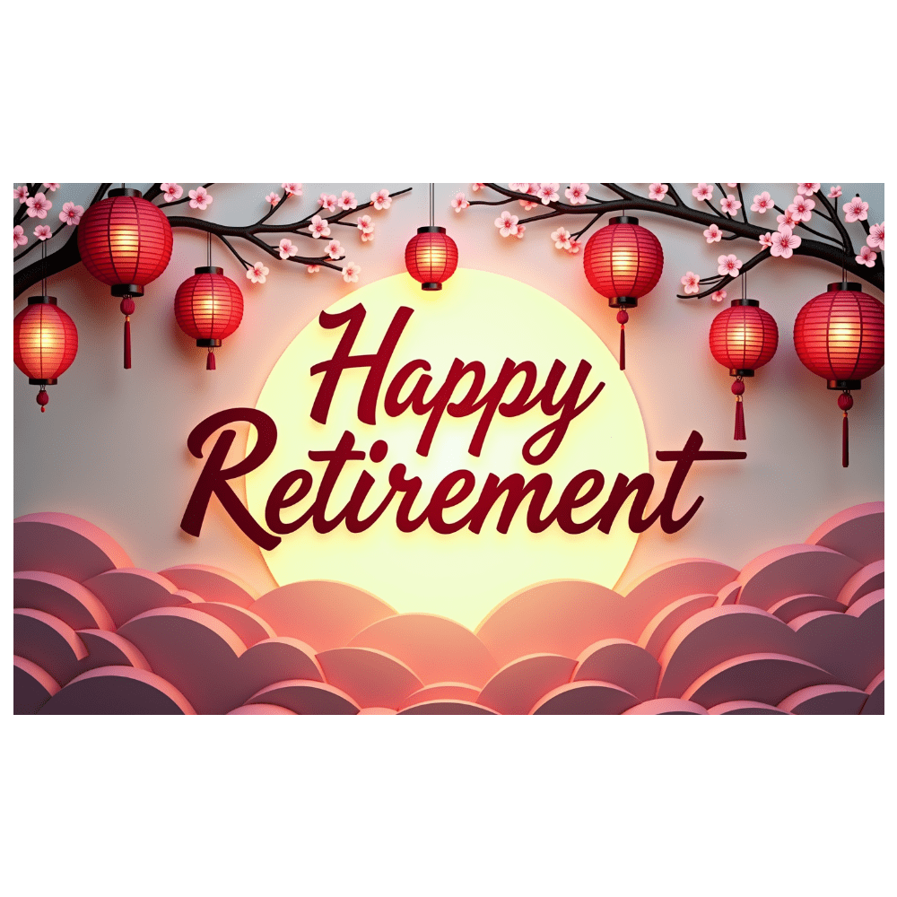 Teal Backdrop Banner with Orange Balloons and Golden Scrolls Happy ...