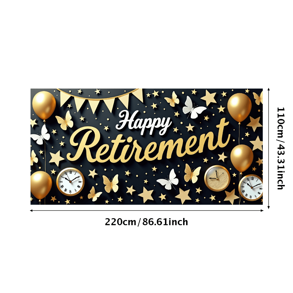 Teal Backdrop Banner with Orange Balloons and Golden Scrolls Happy ...