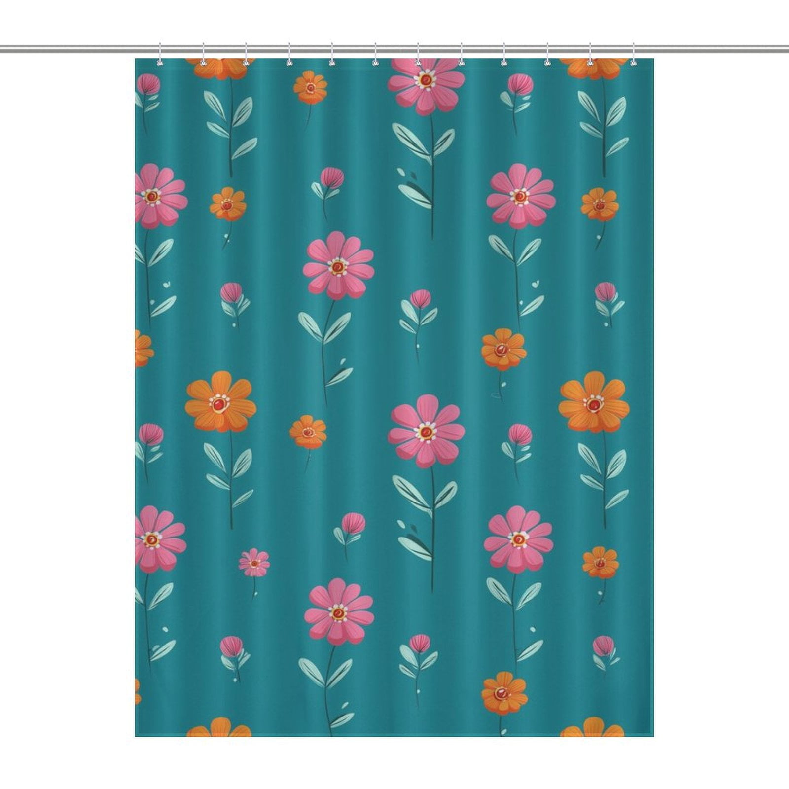 Teal Background Floral Seamless Pattern Shower Curtains - Bath Shower ...