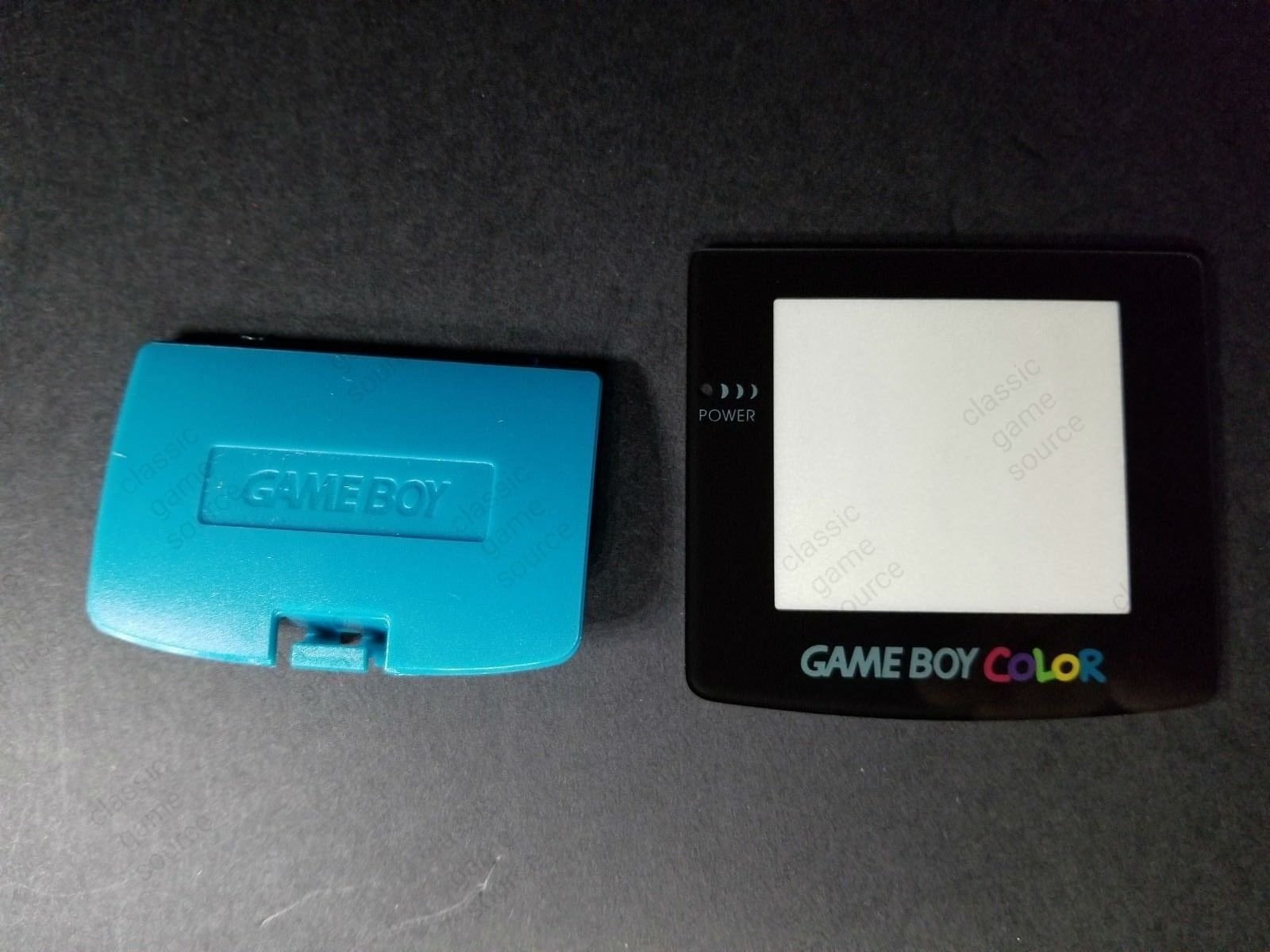 Teal Battery Cover Compartment Logo & Glass Screen Lens for Game Boy ...