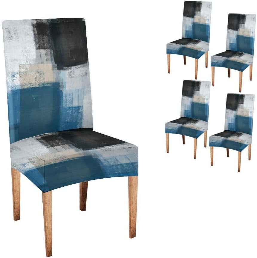 Teal and Beige Grey Chair Covers Dining Room Chair Covers Set of 4 ...