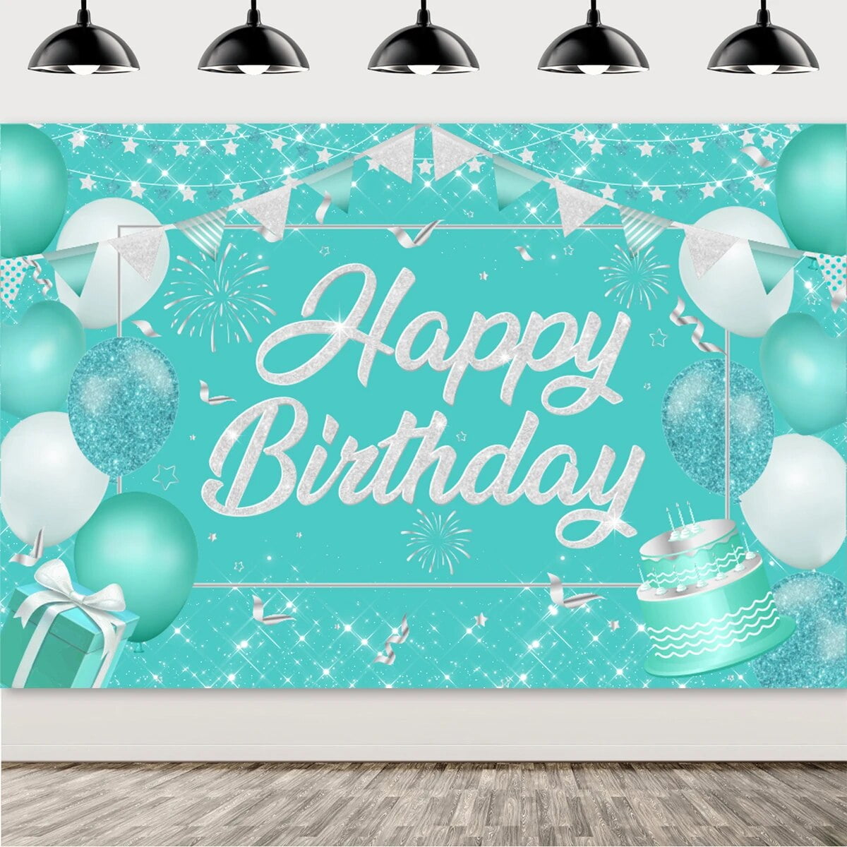 Teal Birthday Banner Turquoise BirthdayParty Decor Mint Blue Birthday ...