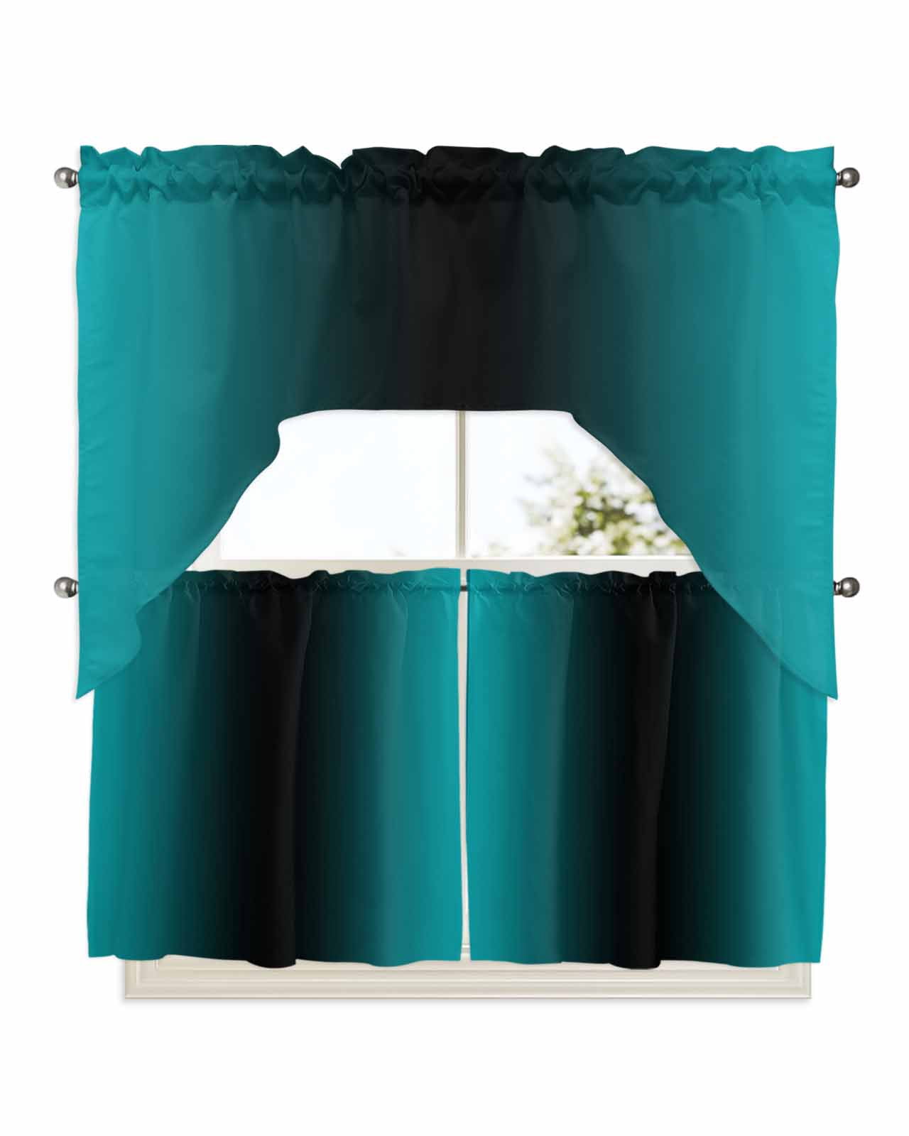 Teal And Black Curtains