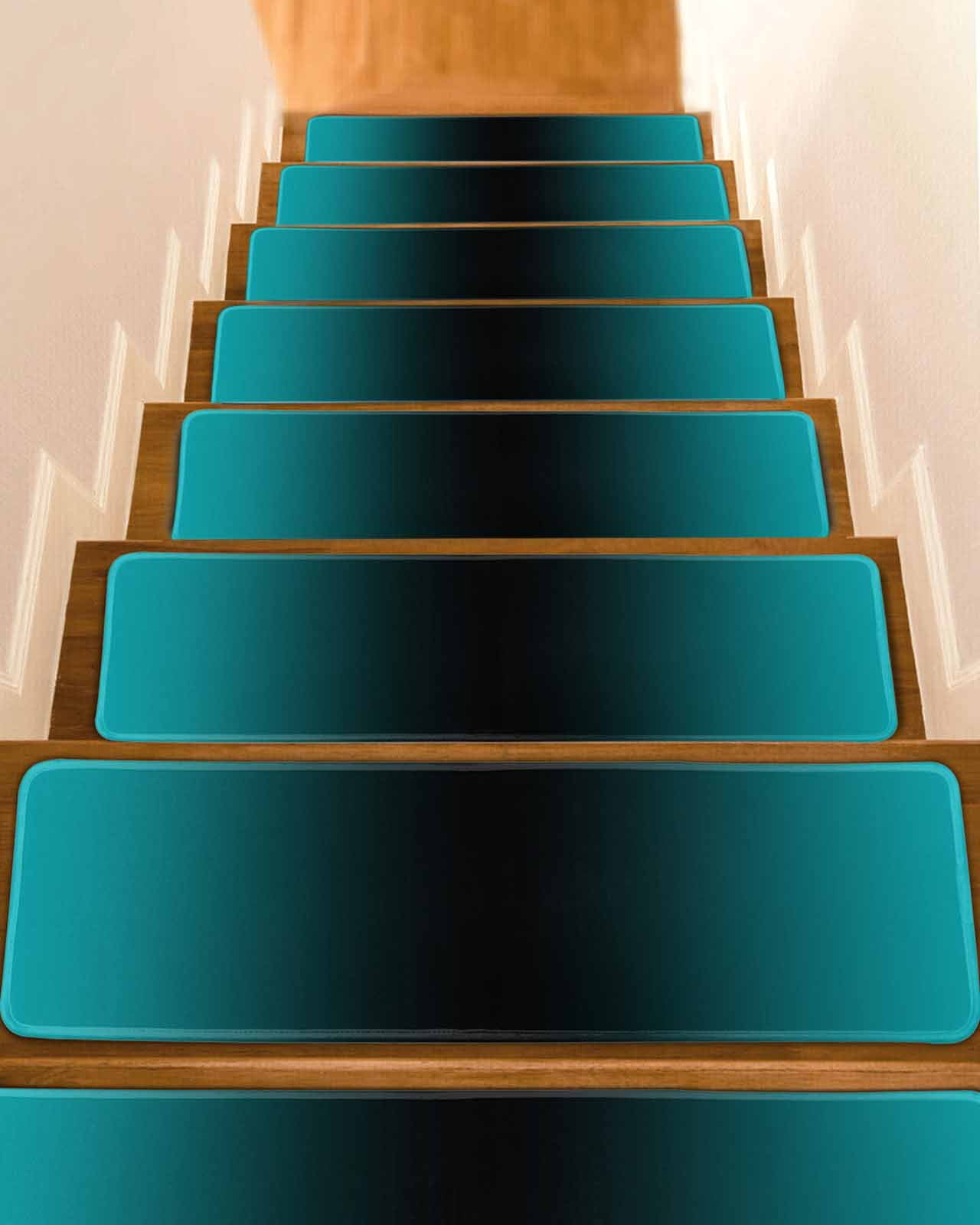 Teal Black Ombre Stair Treads for Wooden Steps Indoor Runner Rug Carpet ...