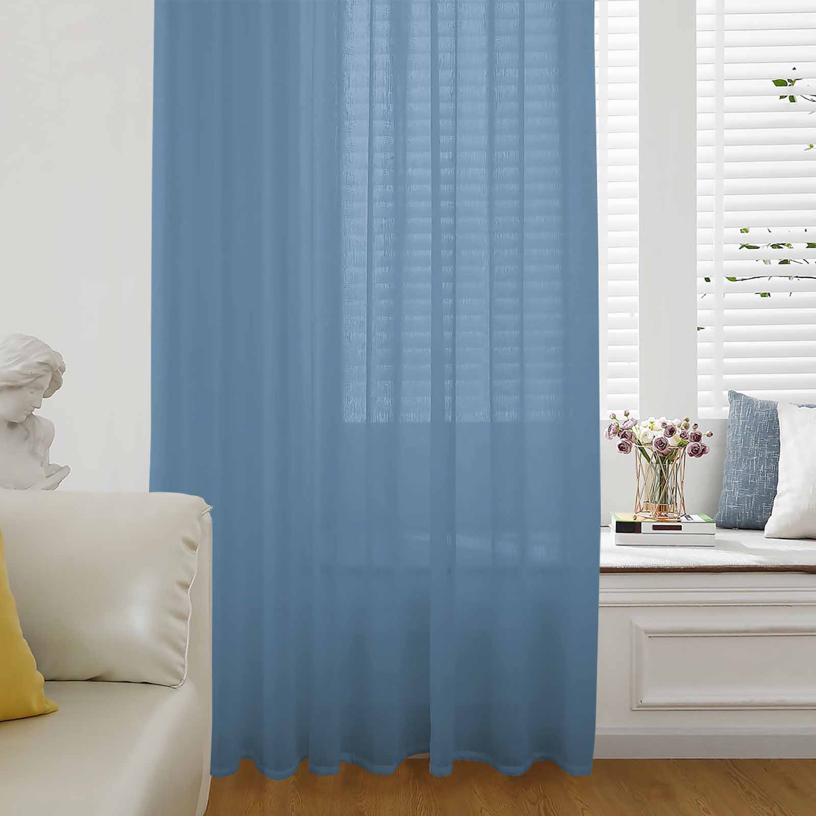 Teal Blue Abstract Minimalist Coastal Ocean Wave Color Window Curtain ...