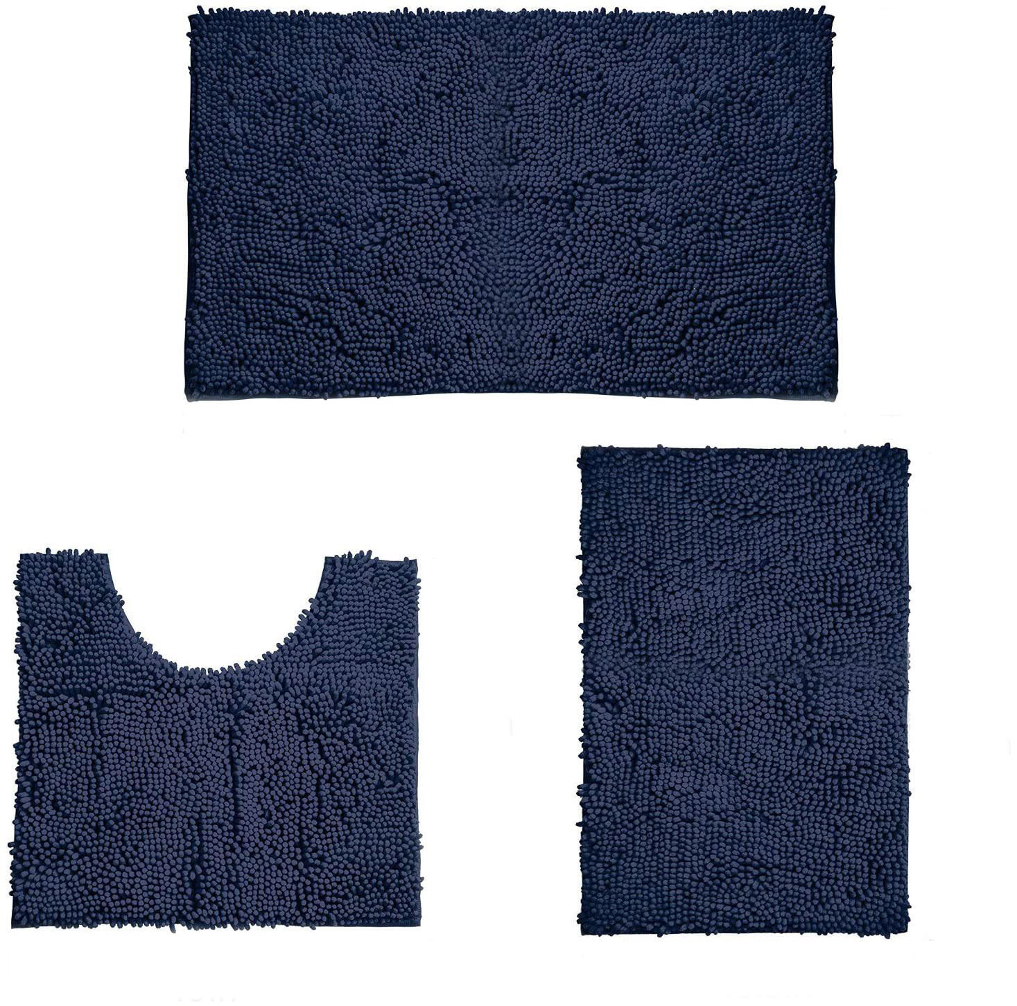 Teal Blue Bathroom Rugs Set 3 Piece. Bath Mat Extra Soft and Absorbent ...