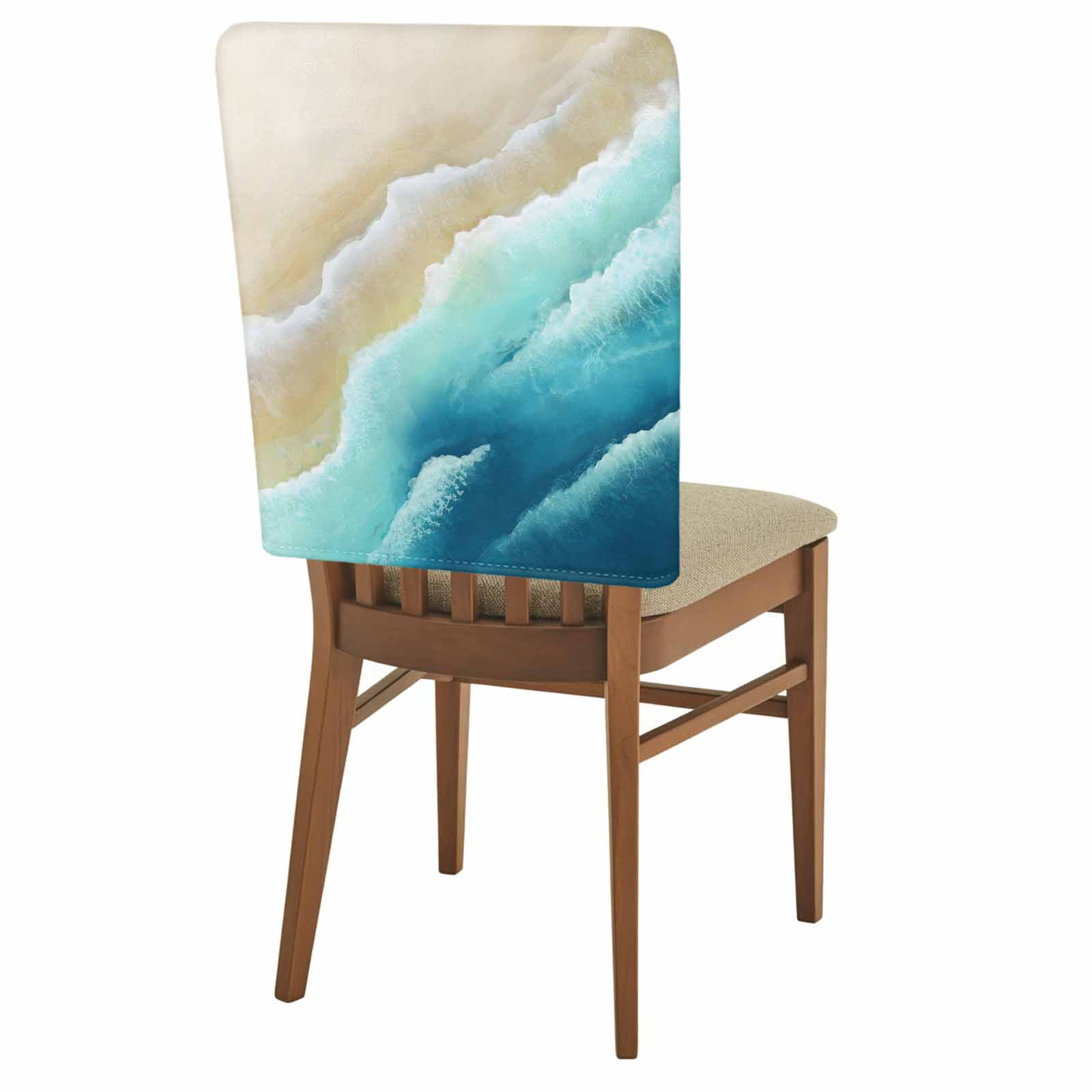 Teal Blue Beige Beach Chair Back Covers Set of 1, Abstract Gradient ...