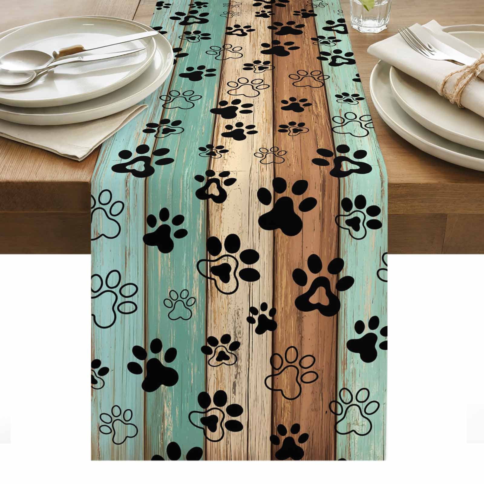 Teal Blue Brown Table Runner - 72 Inch Long, Kitchen Dining Table ...