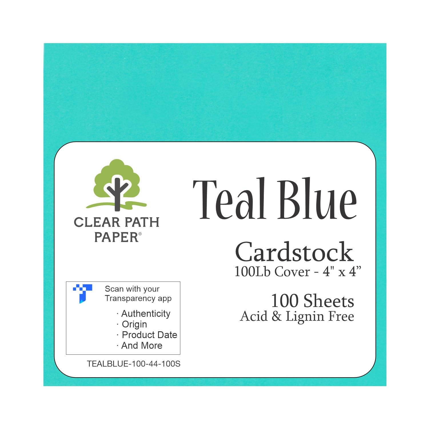 Teal Blue Cardstock - 4 x 4 inch - 100Lb Cover - 50 Sheets - Clear Path ...
