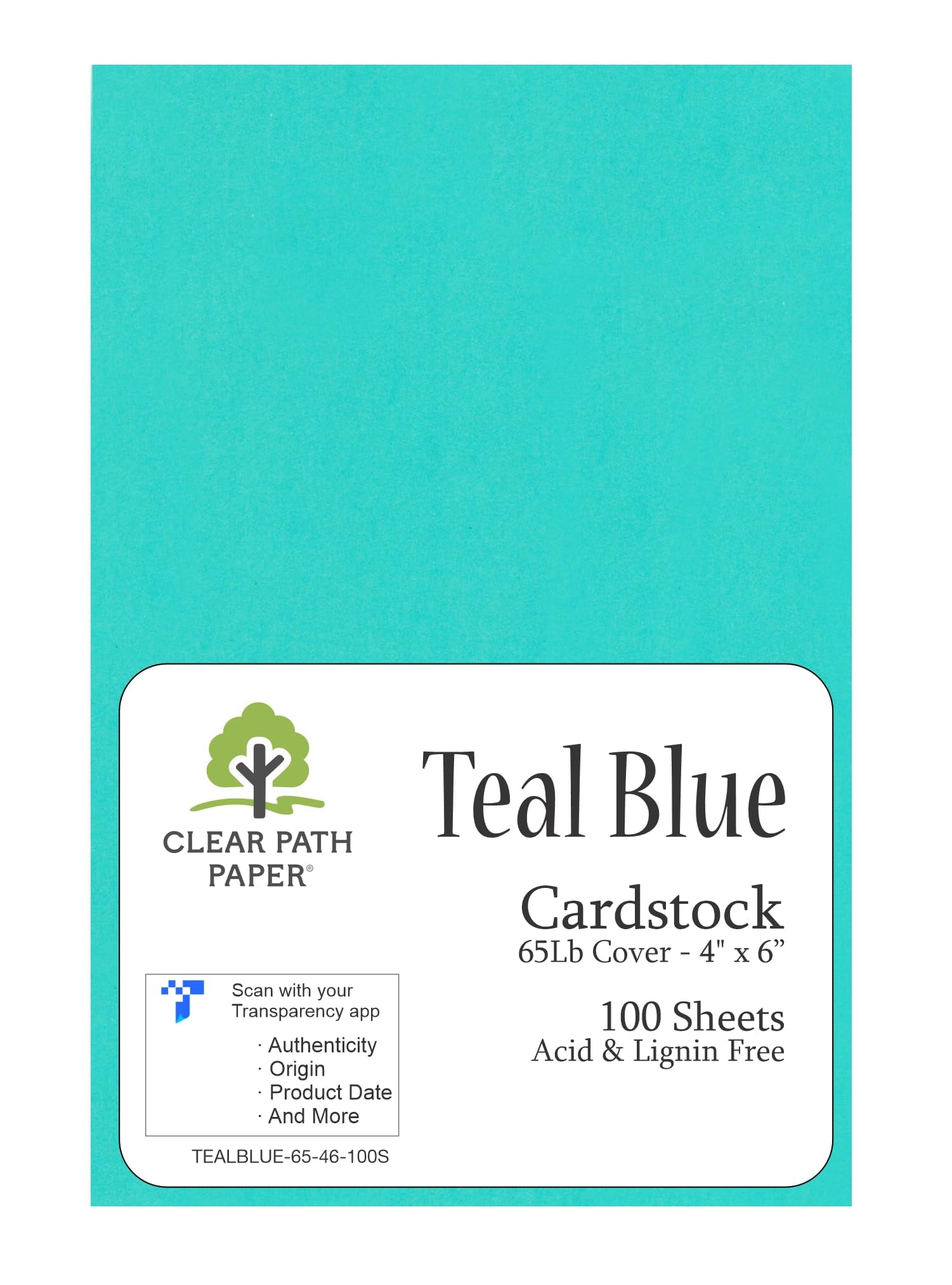 Teal Blue Cardstock - 4 x 6 inch - 65Lb Cover - 100 Sheets - Clear Path ...