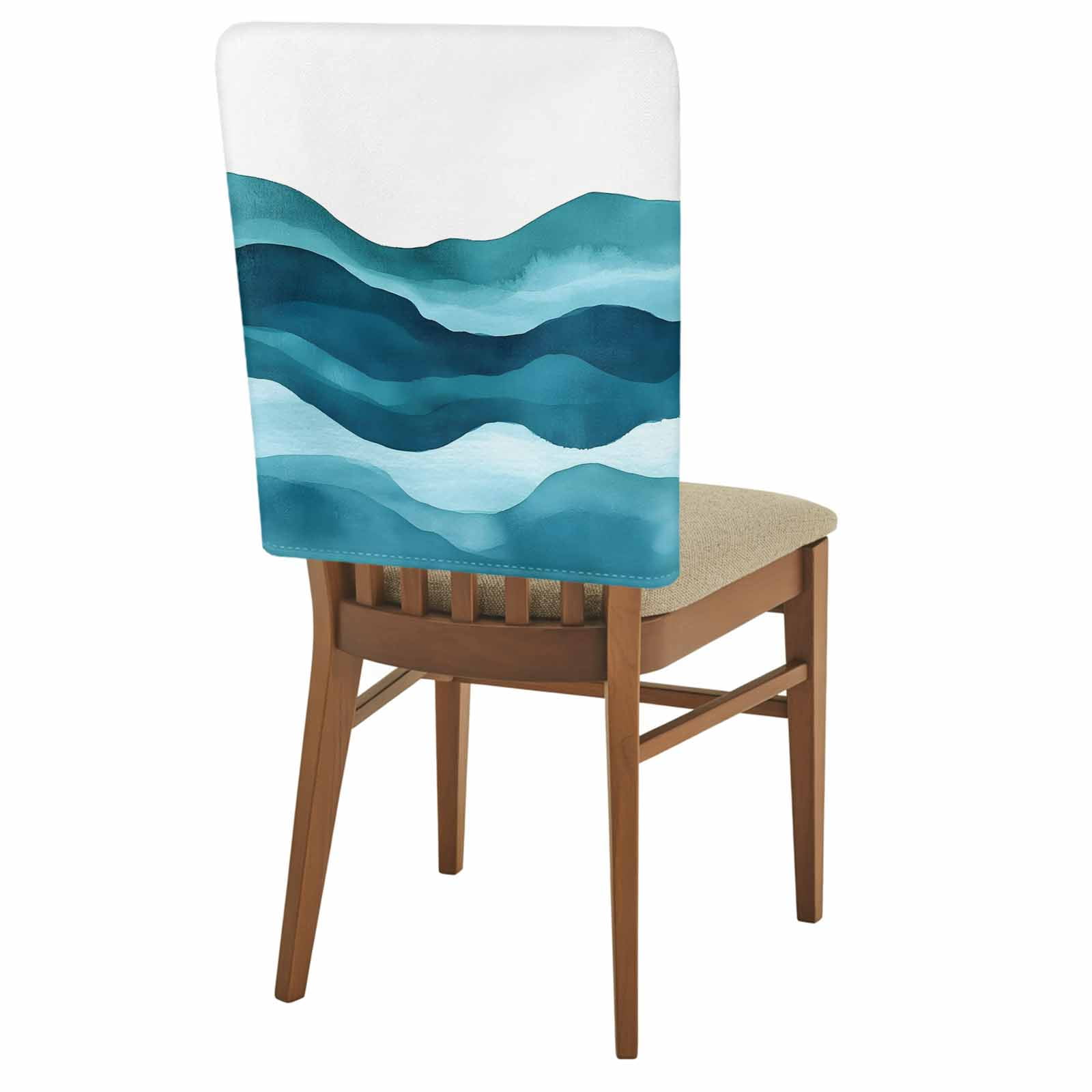 Teal Blue Chair Back Covers Set of 8, Water Ripple Abstract Gradient ...