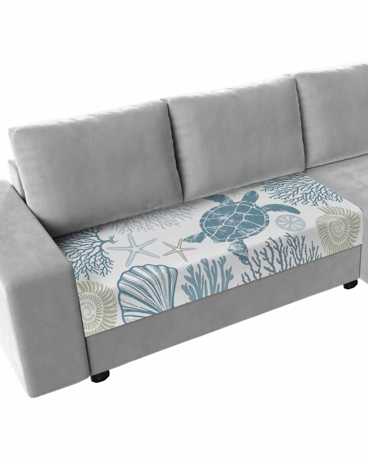 Teal Blue Coastal Turtle Sofa Couch Cushion Covers Washable, Removable ...