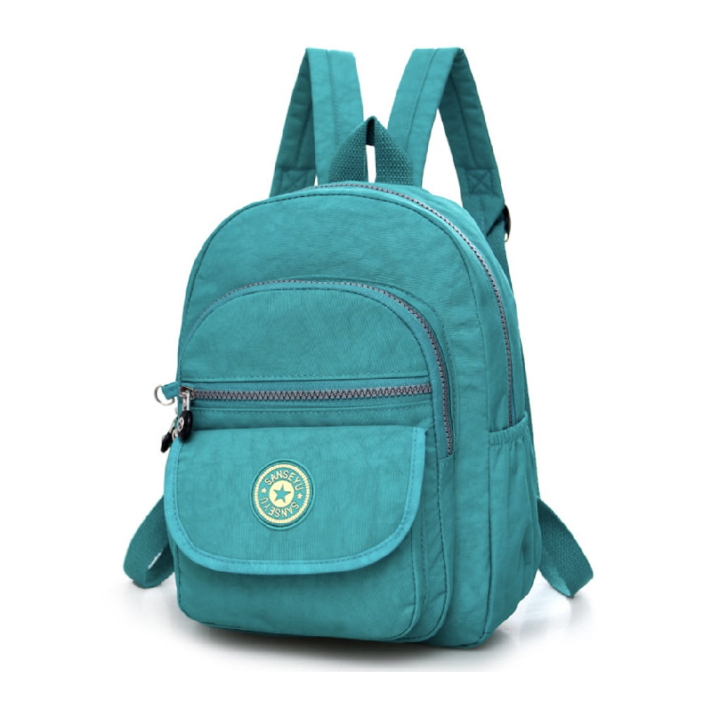 Teal Blue Waterproof Mini Backpack, Nylon Rucksack, Crossbody with ...