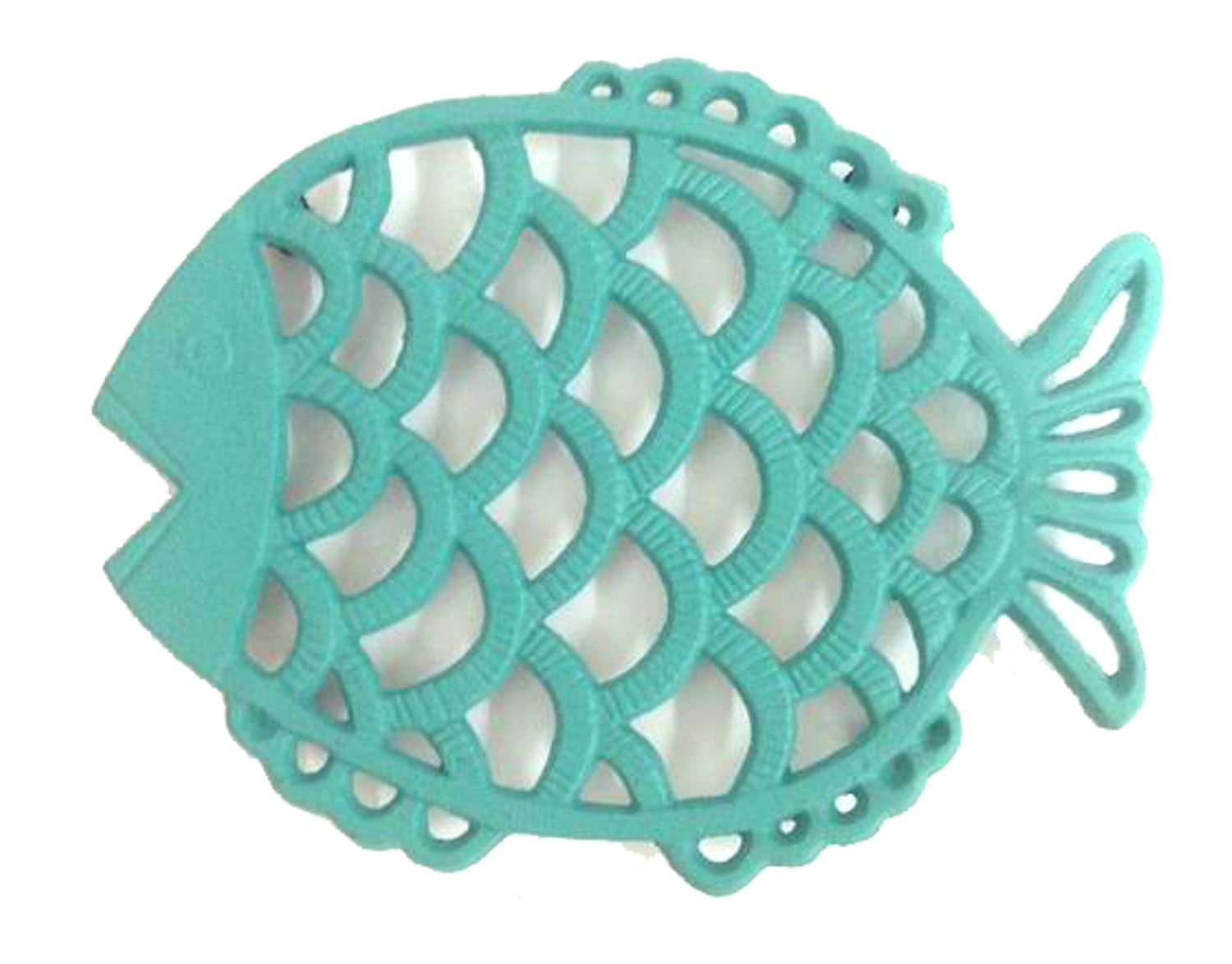 Teal Blue Fish Kitchen Hot Plate Trivet Painted Cast Iron - Walmart.com