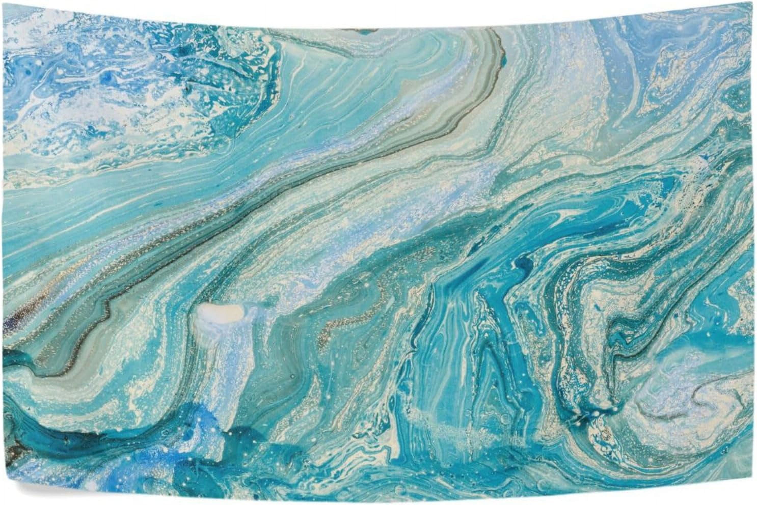 Teal Blue Gold Marble Tapestry Wall Hanging Tapestries Happy Colorful ...