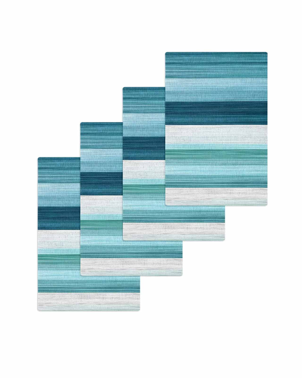 Teal Blue Green Kitchen Dish Towels for Drying Dishes Set of 4, Modern Ombre Minimalism Abstract ...