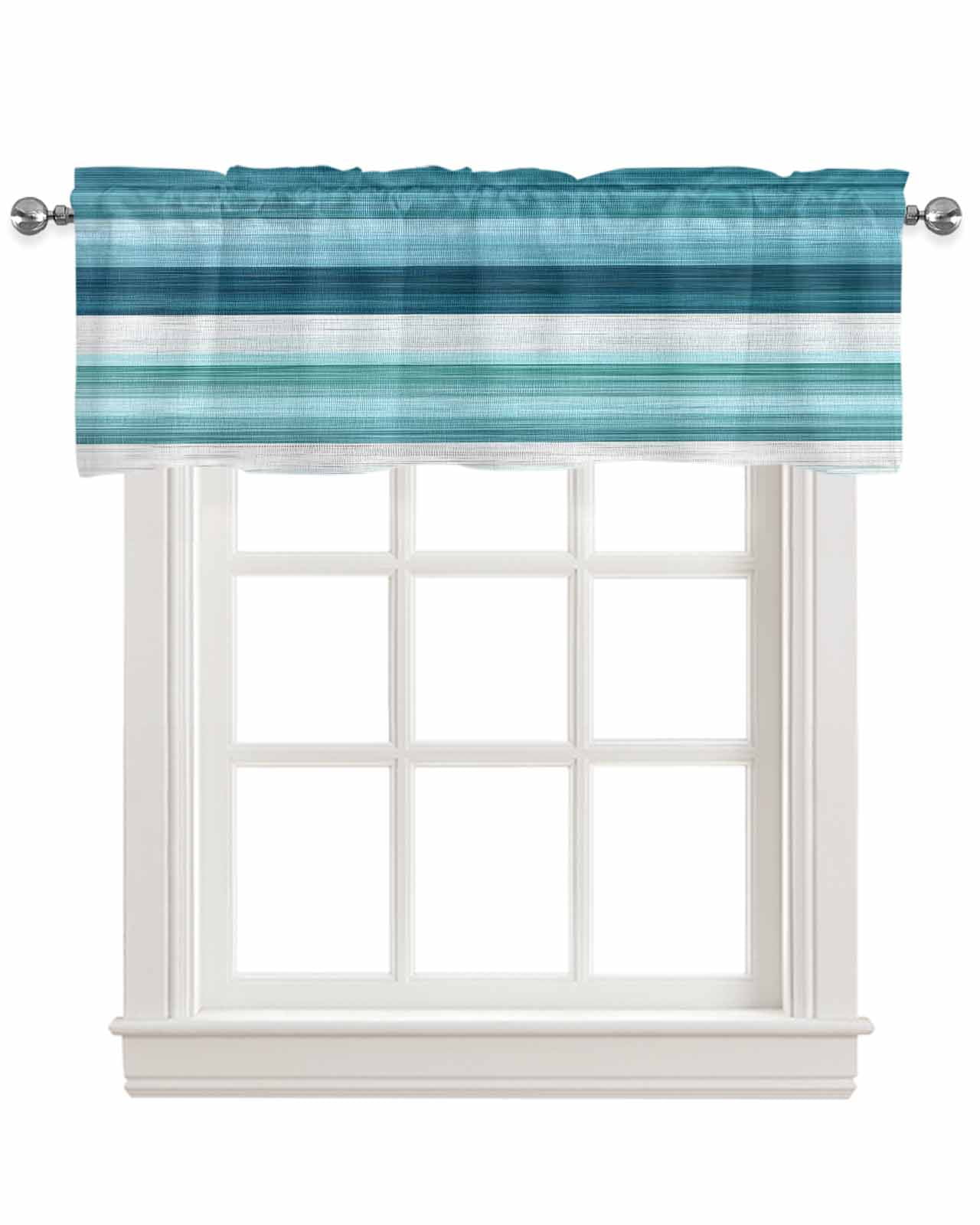 Teal Blue Green Kitchen Valances for Windows Farmhouse Linen Window ...