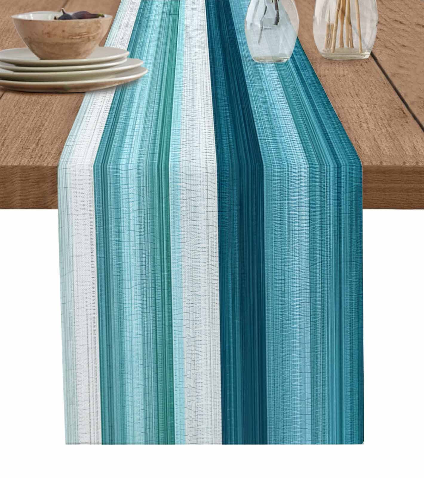 Teal Blue Green Table Runner Cotton Linen 72 Inch Holiday Dresser ...