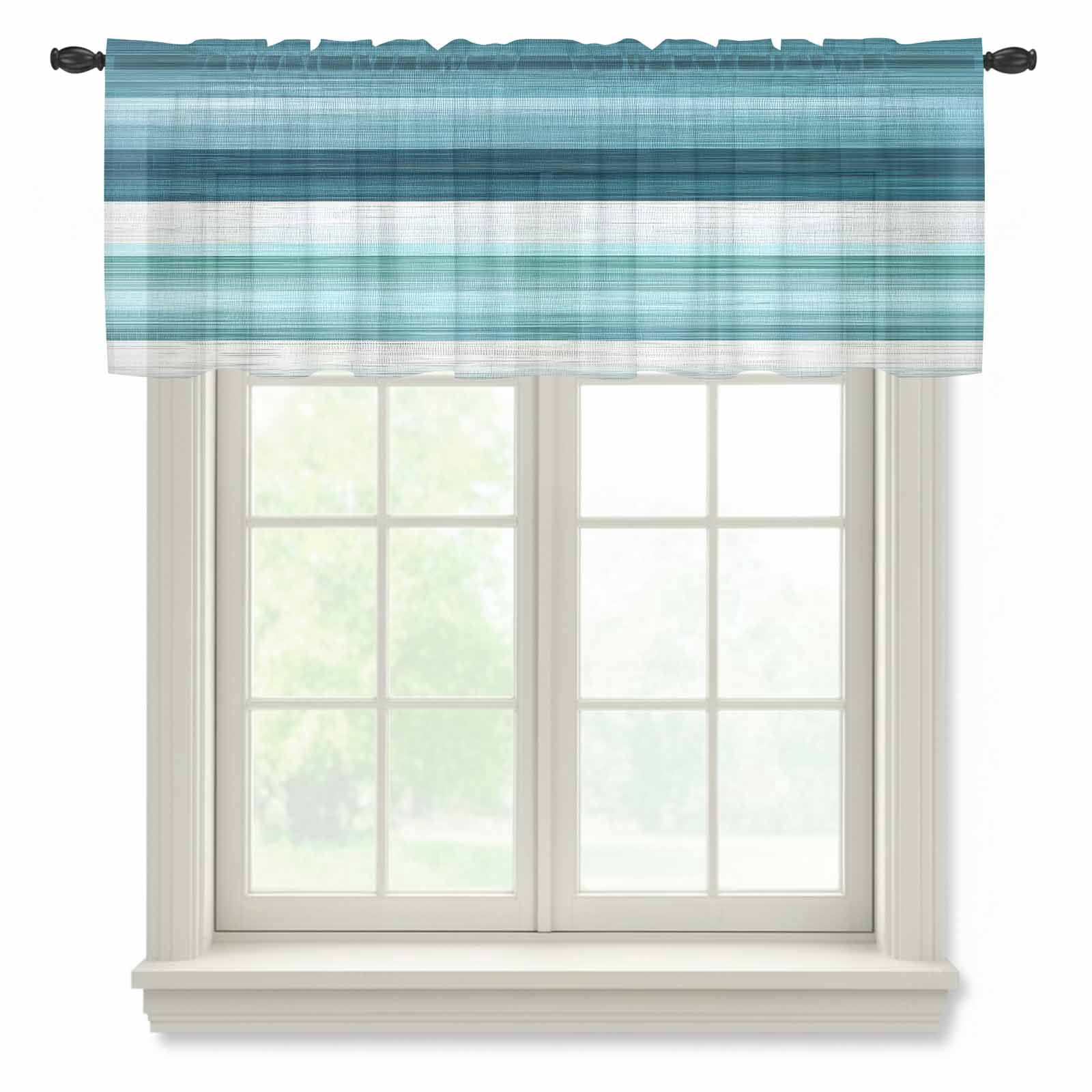 Teal Blue Green Valance Curtains for Kitchen/Living Room/Bathroom ...