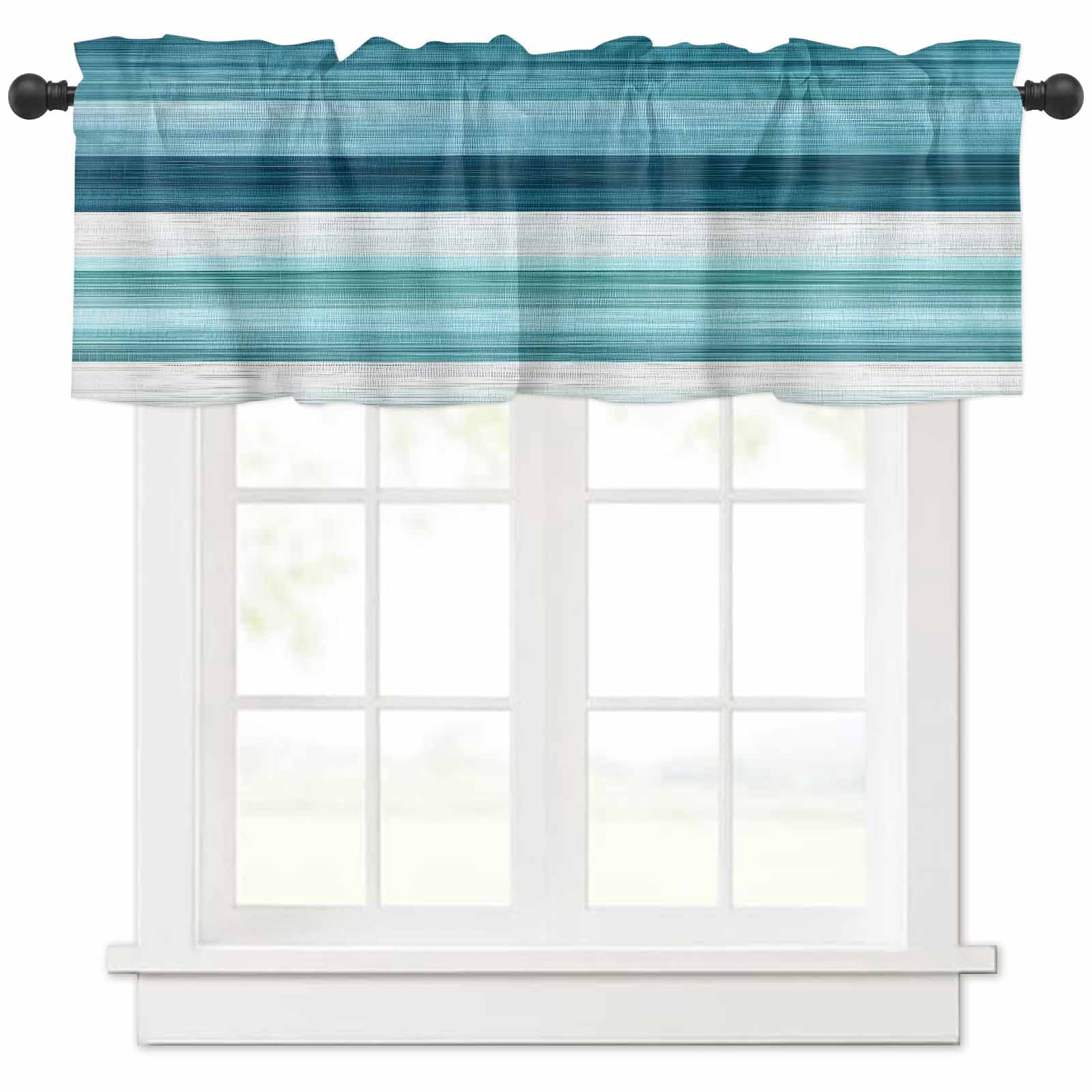 Teal Blue Green Valances for Windows Farmhouse Kitchen Curtains ...
