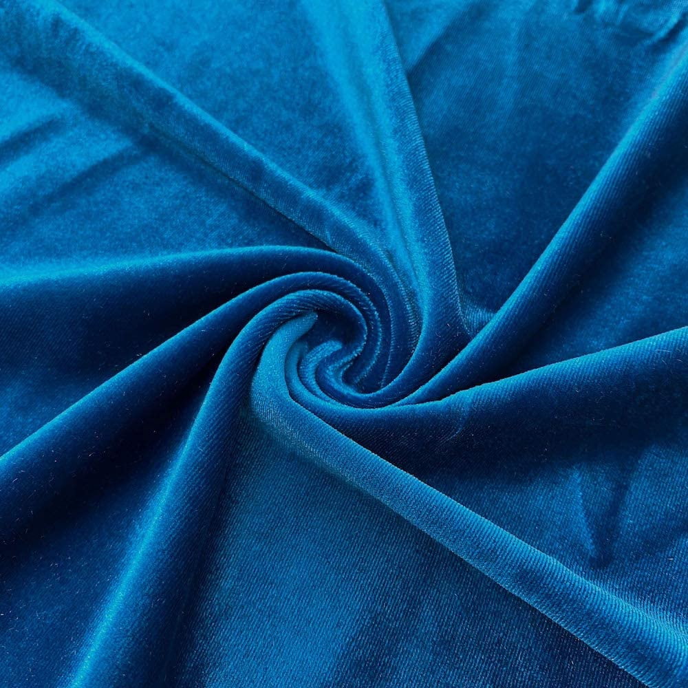 Valentina Textile Inc Teal Blue 4-Way Stretch Velvet Fabric by the Yard ...